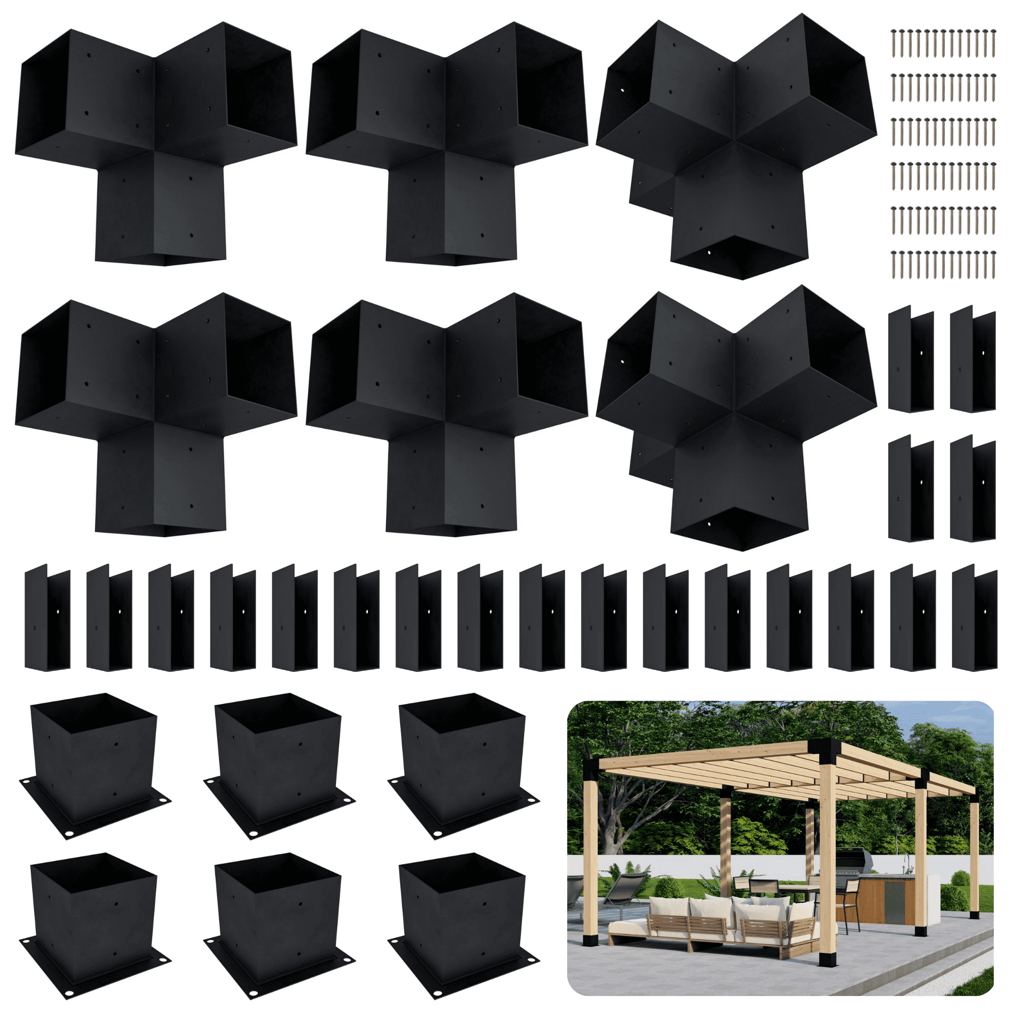 Heavy-Duty Pergola Brackets Kit for Up to 24x8 Pergola Structure with ...