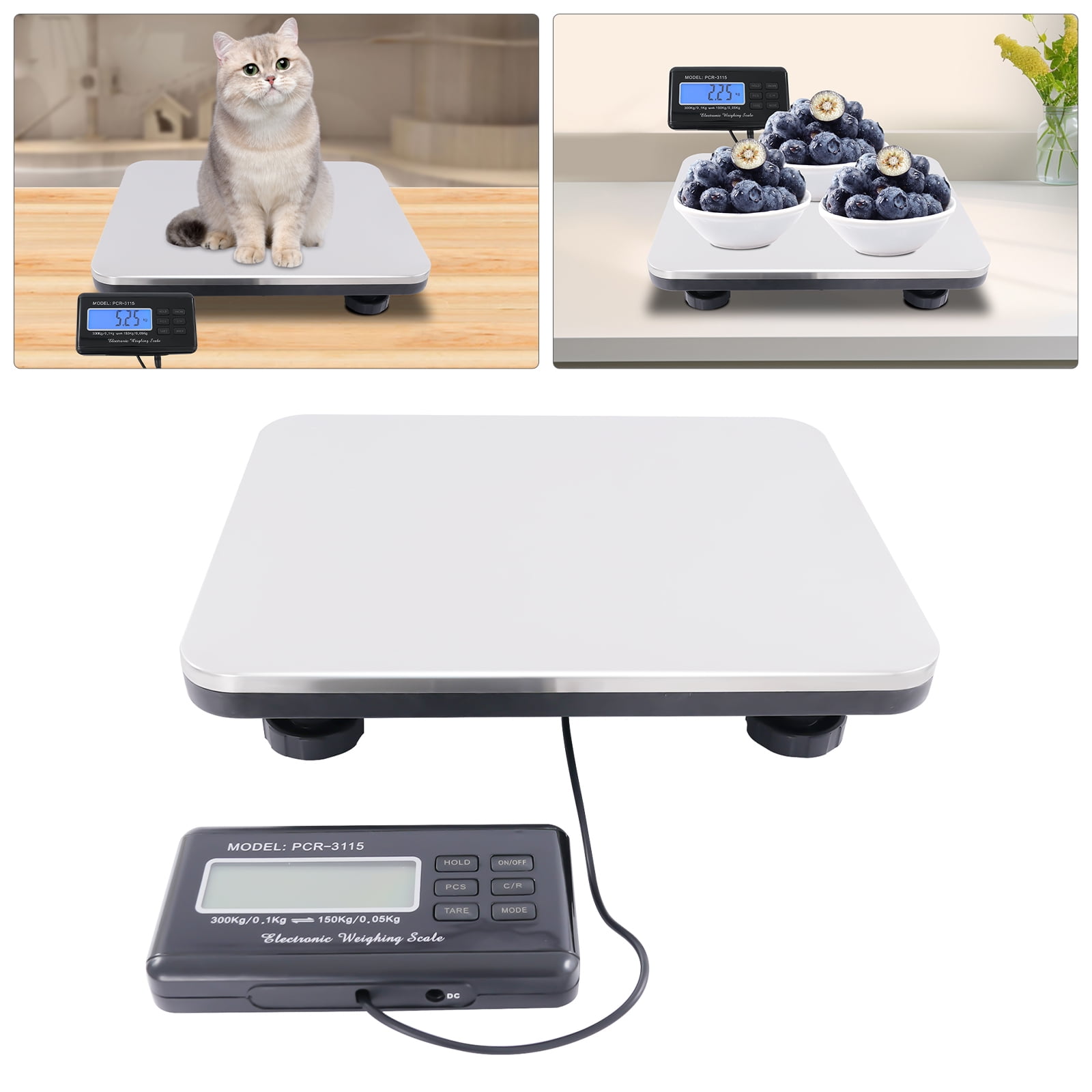 Pet Scale, 300kg Heavy Duty Digital Small Pet Weight Scale LCD Display ...