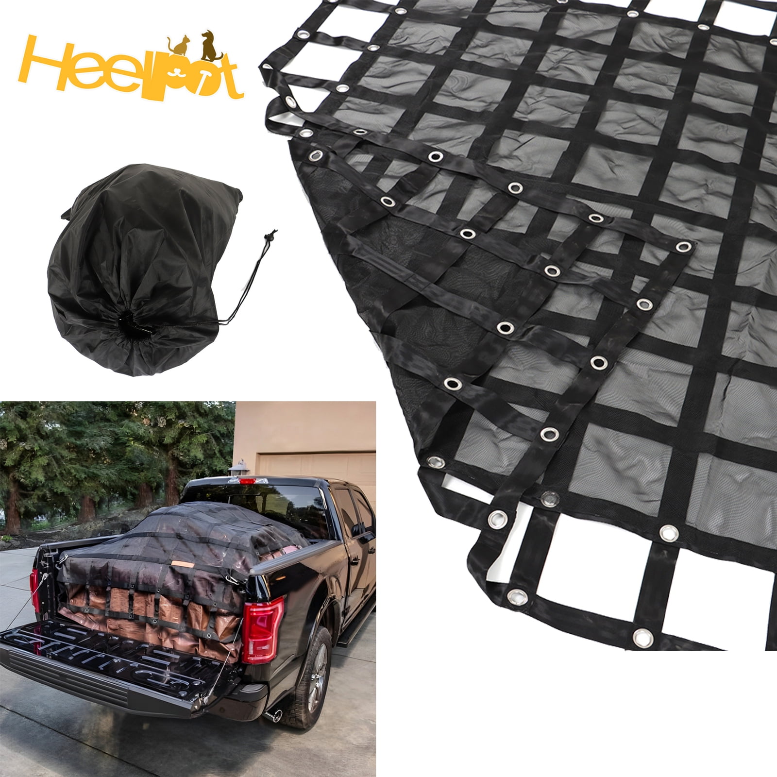 Heavy Duty Pickup Truck Cargo Net Standard Bed 8'×6.75' FT Black MGN-100 - Walmart.com