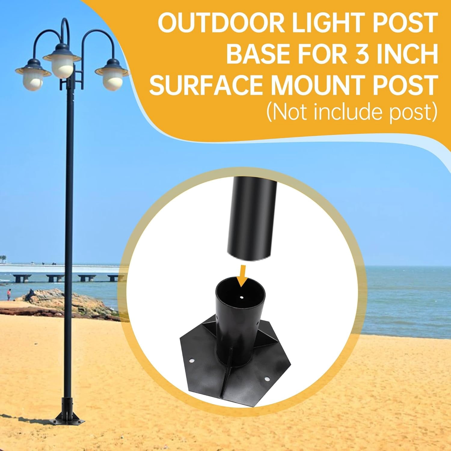 Heavy Duty Pier Mount Base, Outdoor Light Post Base for 3 inch Surface ...