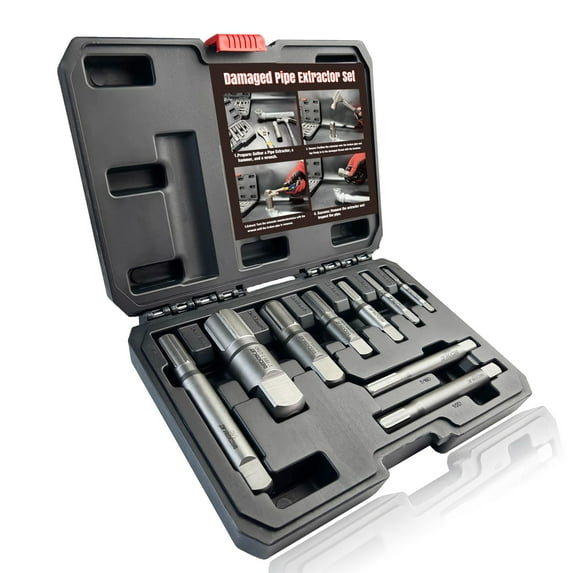 Heavy-Duty Pipe Extractor Set - 9 Piece Broken Pipe Tool Kit for 1/8 ...