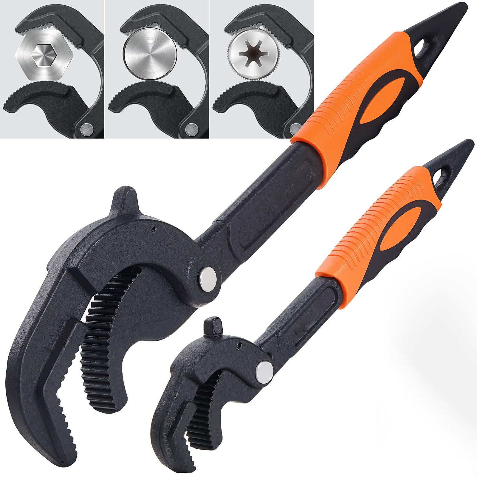 Heavy Duty Pipe Wrench Set, 10” and 15” Self-Adjusting Pipe Wrenches ...