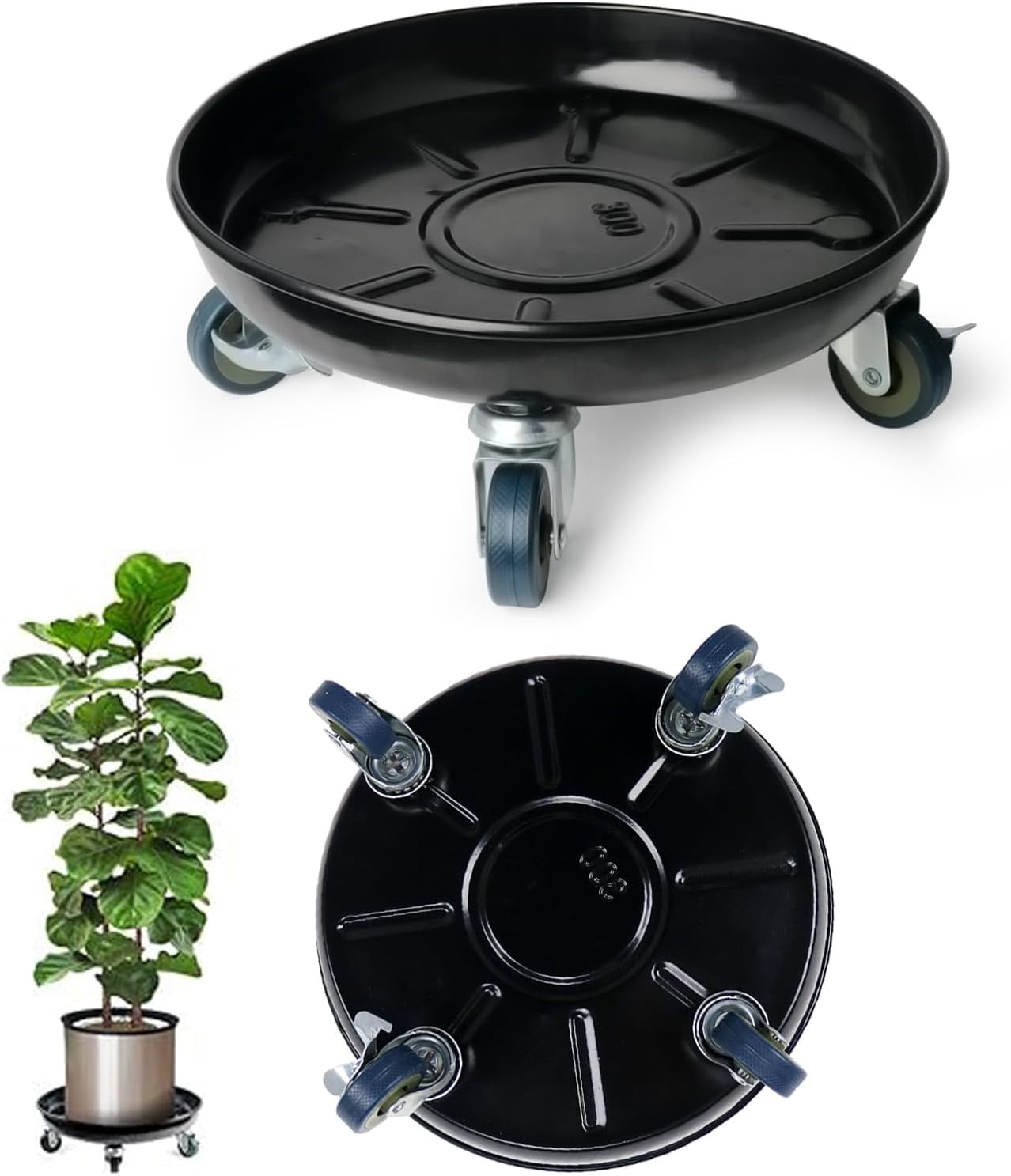 Heavy-Duty Plant Caddy with Wheels 12 Inch, 360° Lockable Caster ...