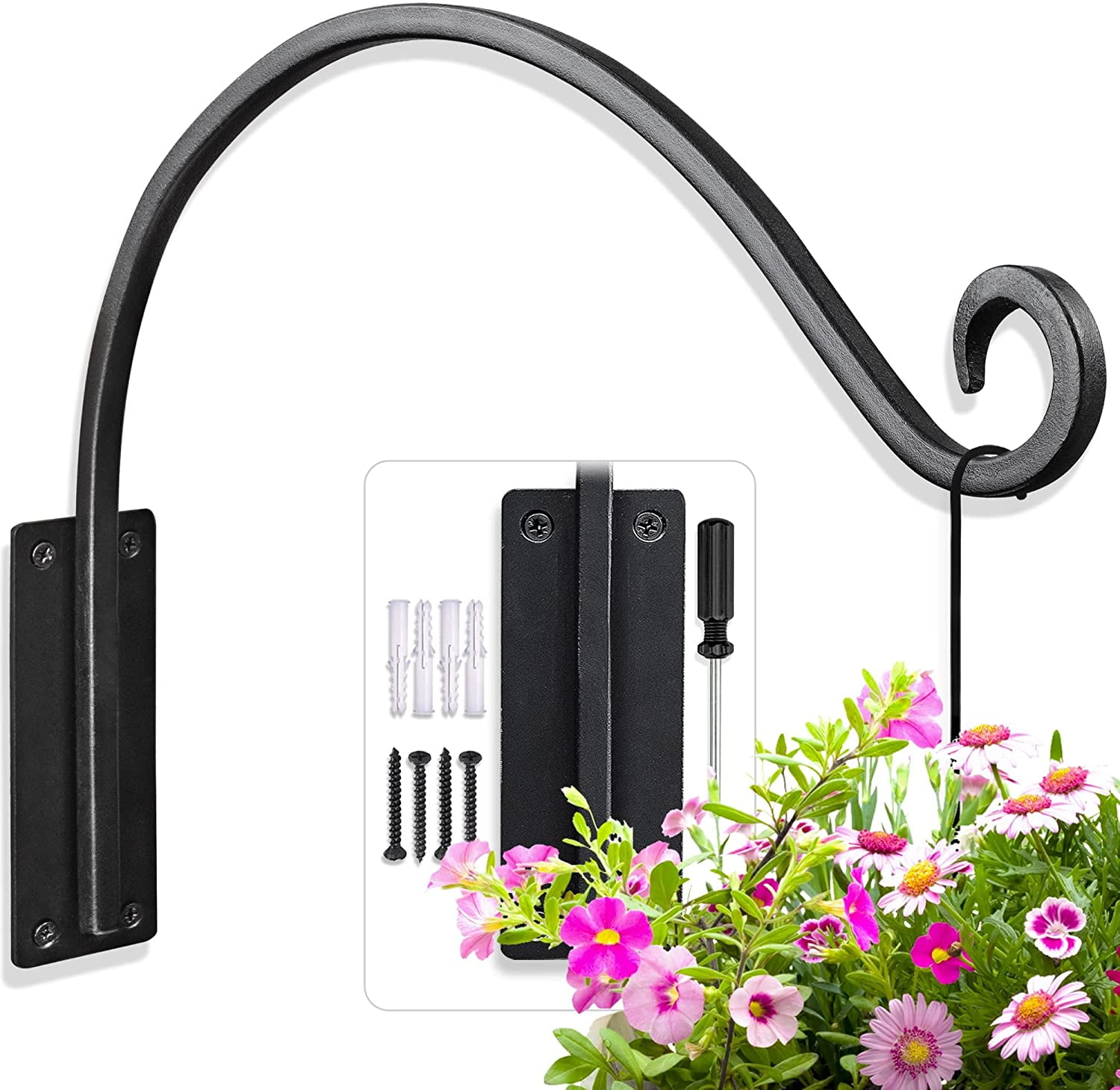 Heavy-Duty Plant Har Outdoor: Hanging Plant Hook for Outside Basket ...
