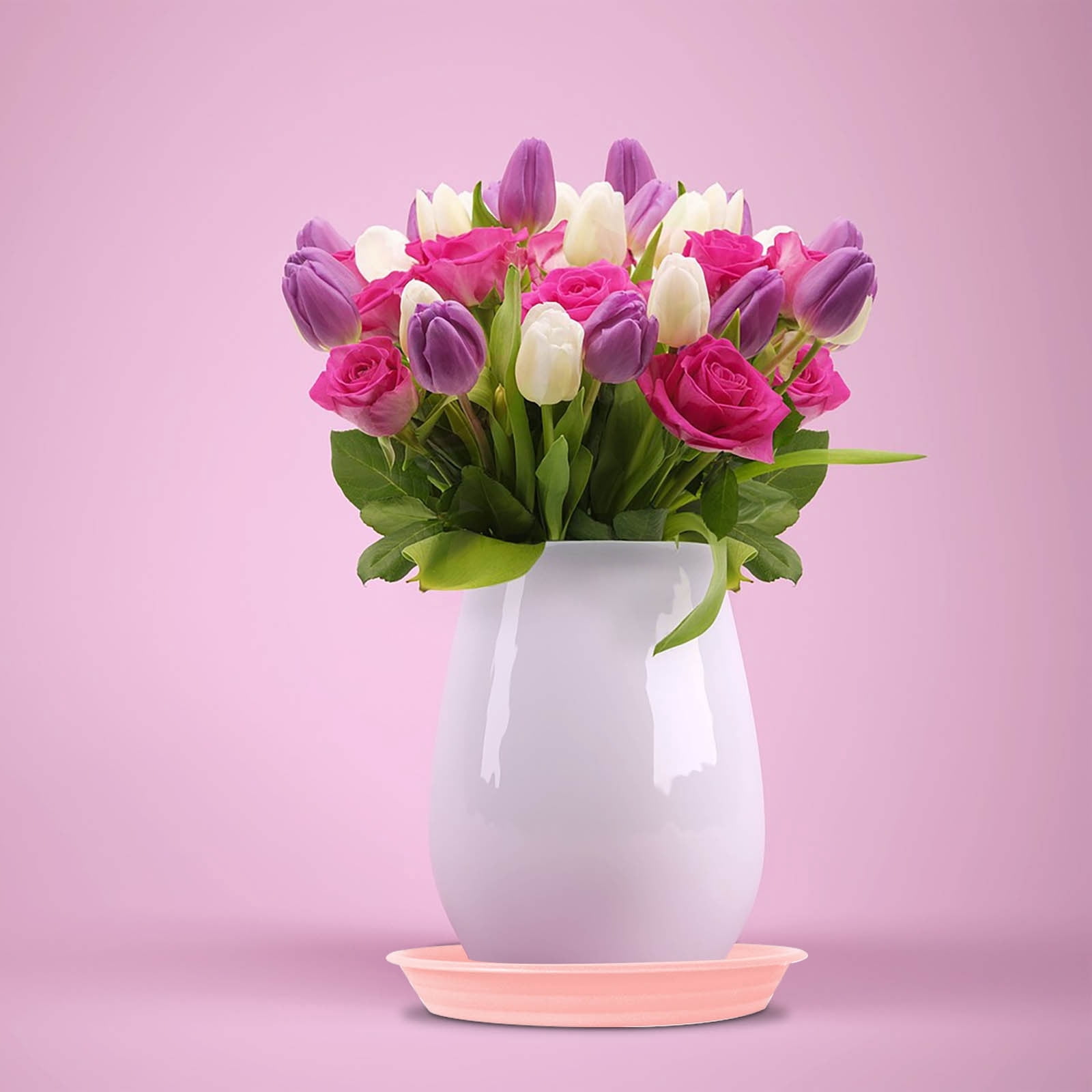 Heavy Duty Saucer - Thickened Resin Flower Pot Tray, 14" Circular Water ...