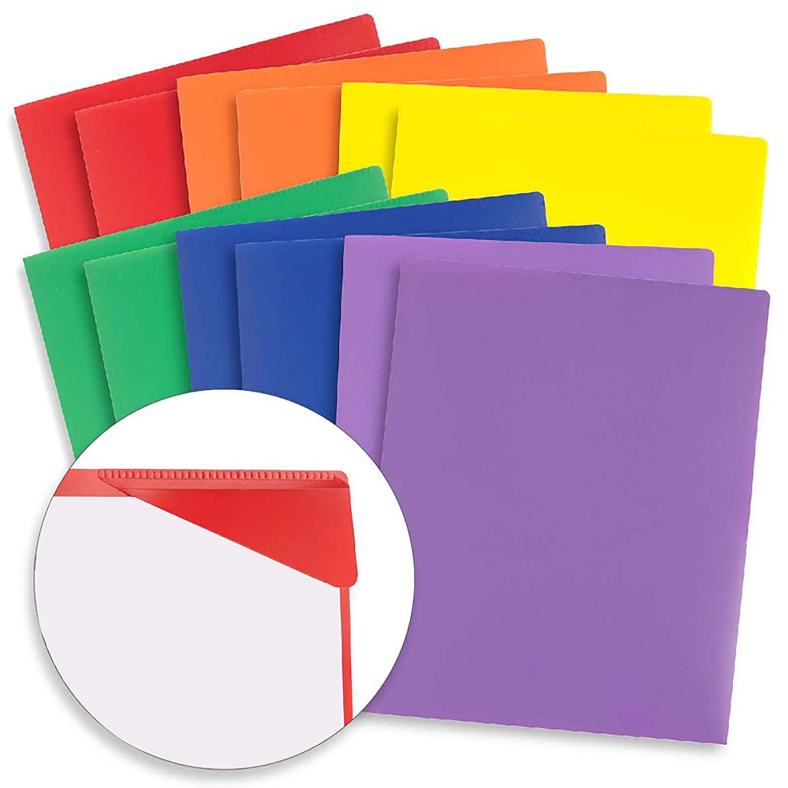 Heavy Duty Plastic 2-Pocket Folders with Reinforced Corners & Secure ...