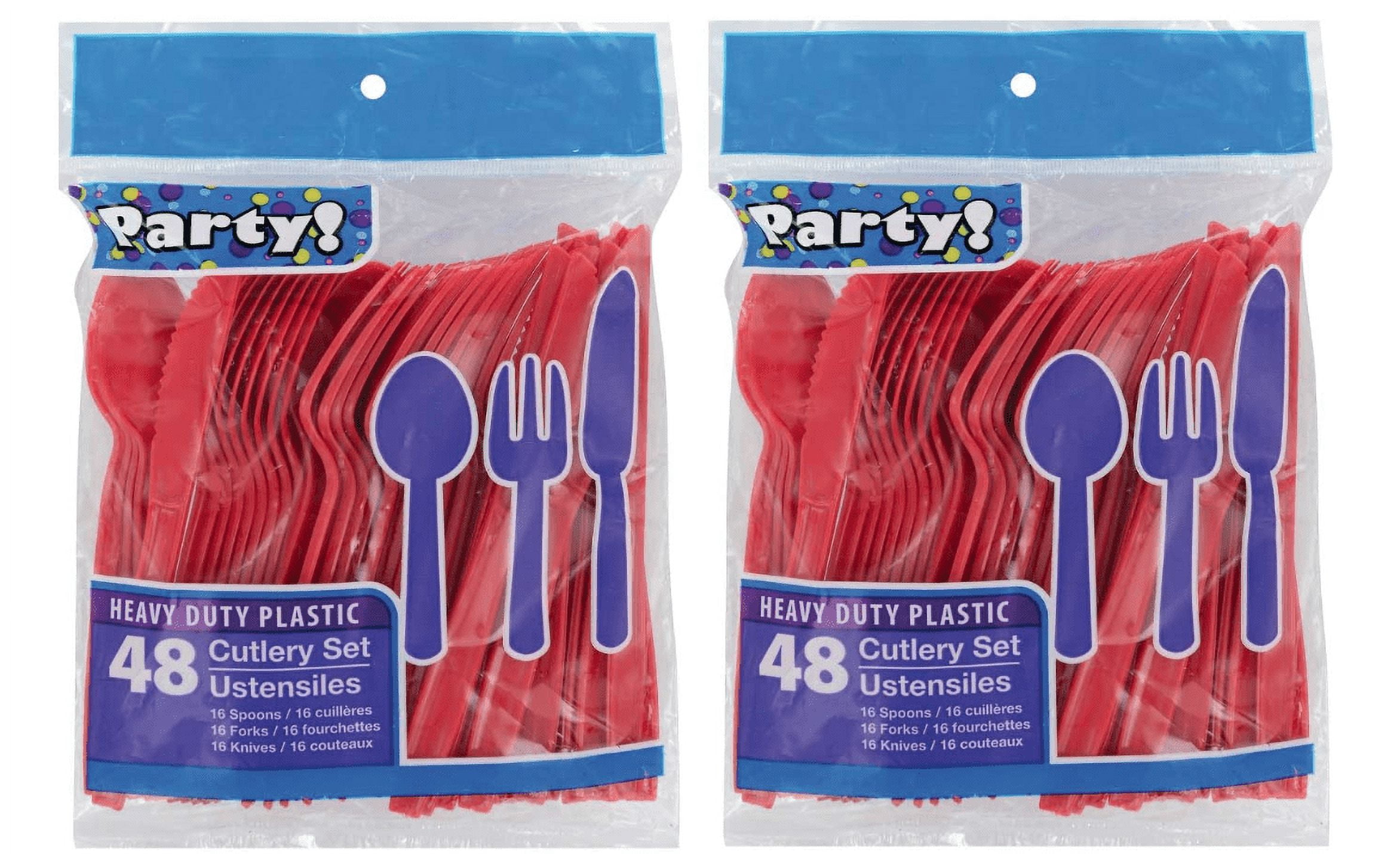 Walmart Medium/Light Duty Disposable Plasticware Set in Red - 32 Spoons ...