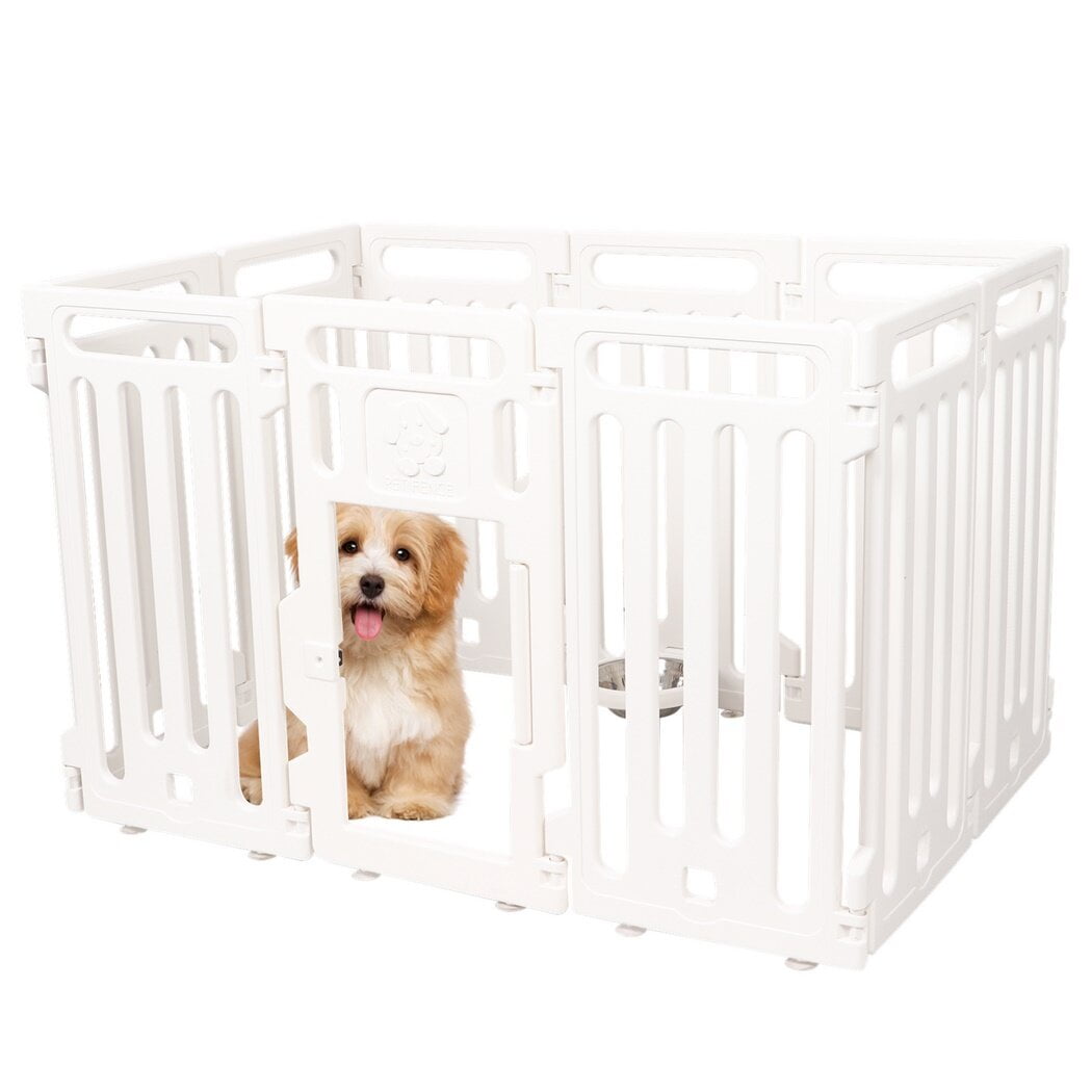 Heavy-Duty Plastic Dog Playpen, Exercise Pen with Door, Transformable ...