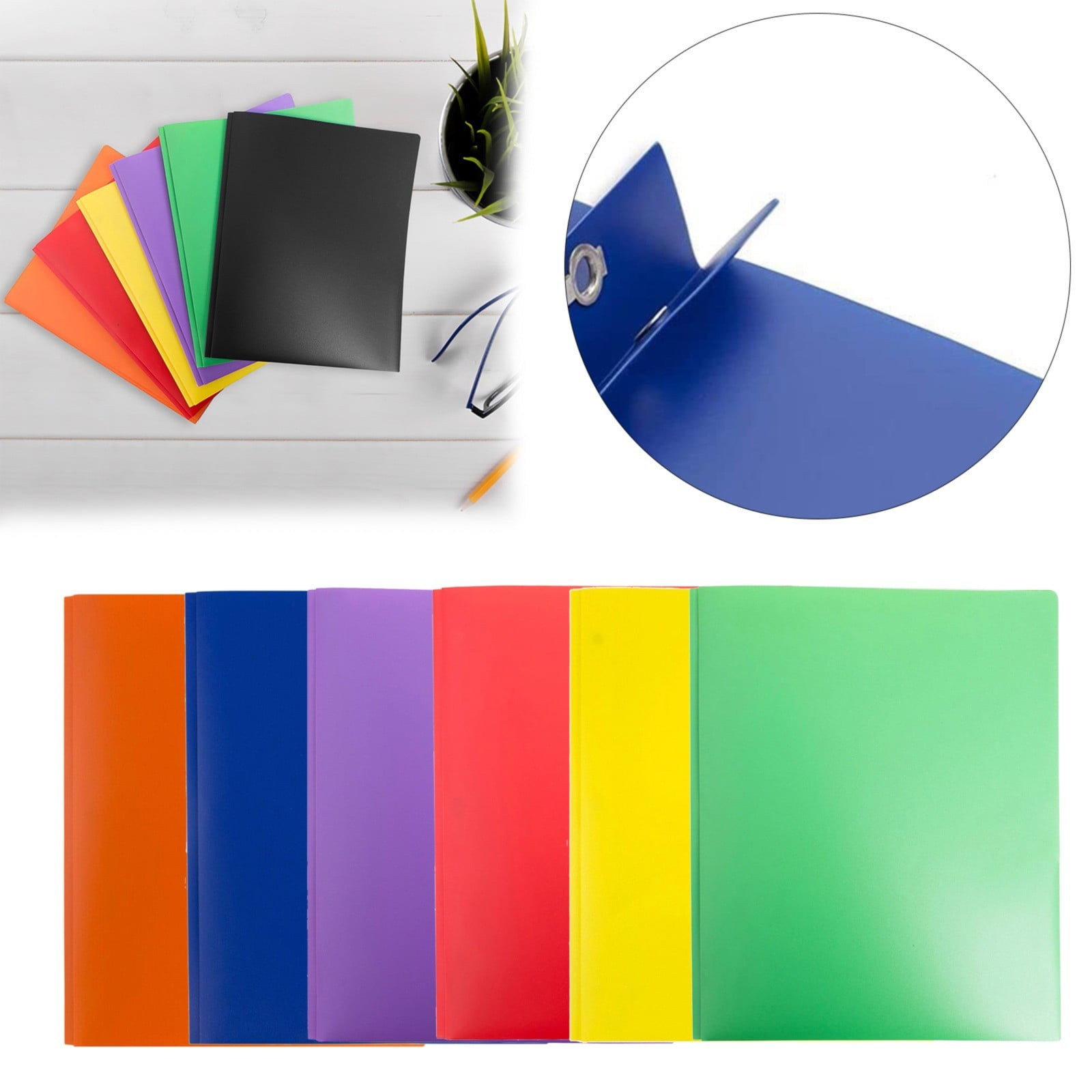 Heavy Duty Plastic Folders with Pockets, Multicolor 2-Pocket Organizers ...