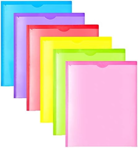 Heavy Duty Plastic Folders with Clear Front Pocket - 6PCS, 3 Pockets ...