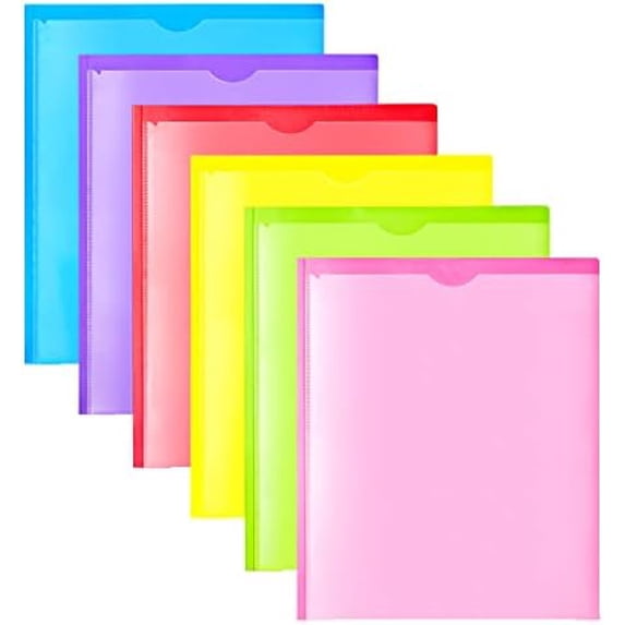 Heavy Duty Plastic Folders with Clear Front Pocket - 6PCS, 3 Pockets ...