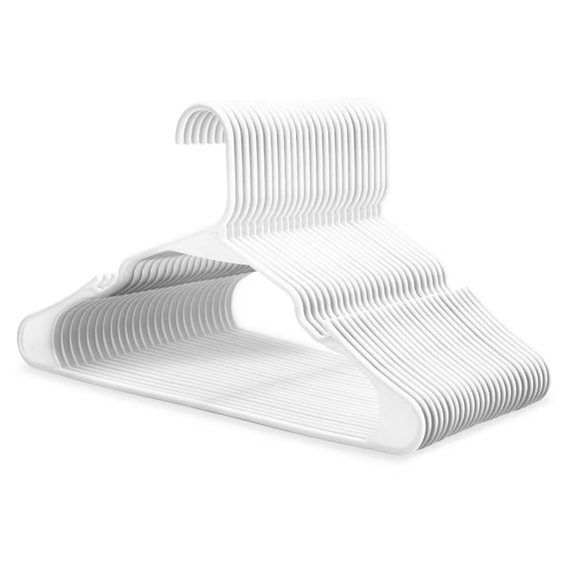 Heavy Duty Plastic Notched Hangers White 60 Pack - Walmart.com
