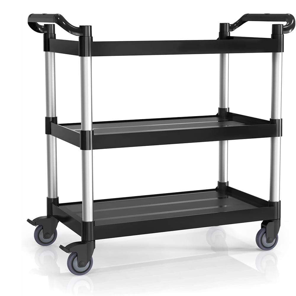 Heavy Duty Plastic Service Cart, 3-Tier Versatile Commercial Rolling ...