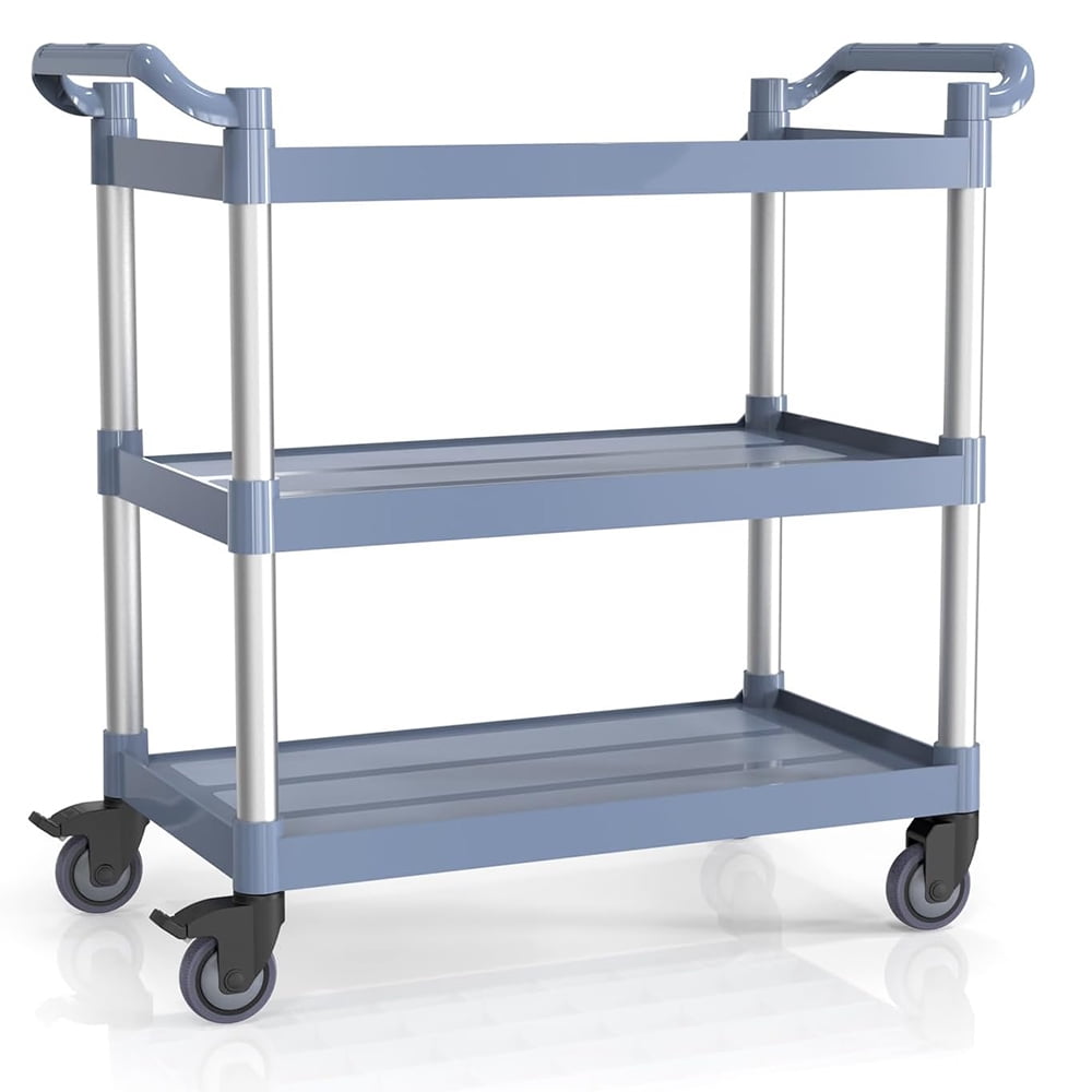 Heavy Duty Plastic Service Cart, 3-Tier Versatile Commercial Rolling ...