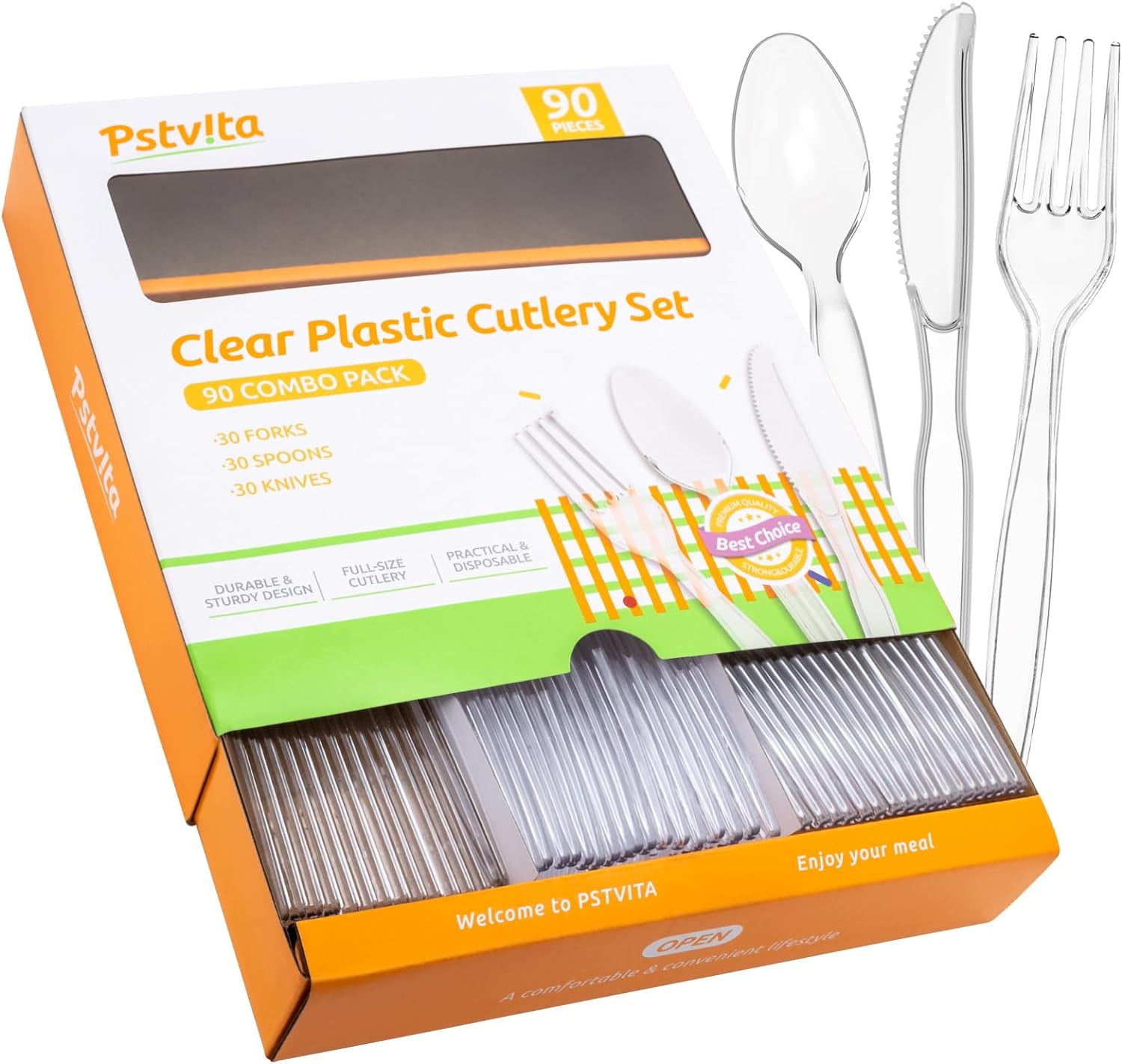 Heavy Duty Plastic Silverware - Clear Utensils Disposable Cutlery Set ...