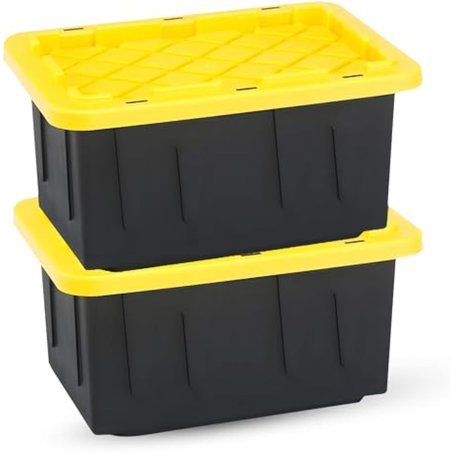 Heavy Duty Plastic Storage Bins with Lids - 15 Gallon 2-Pack Black ...