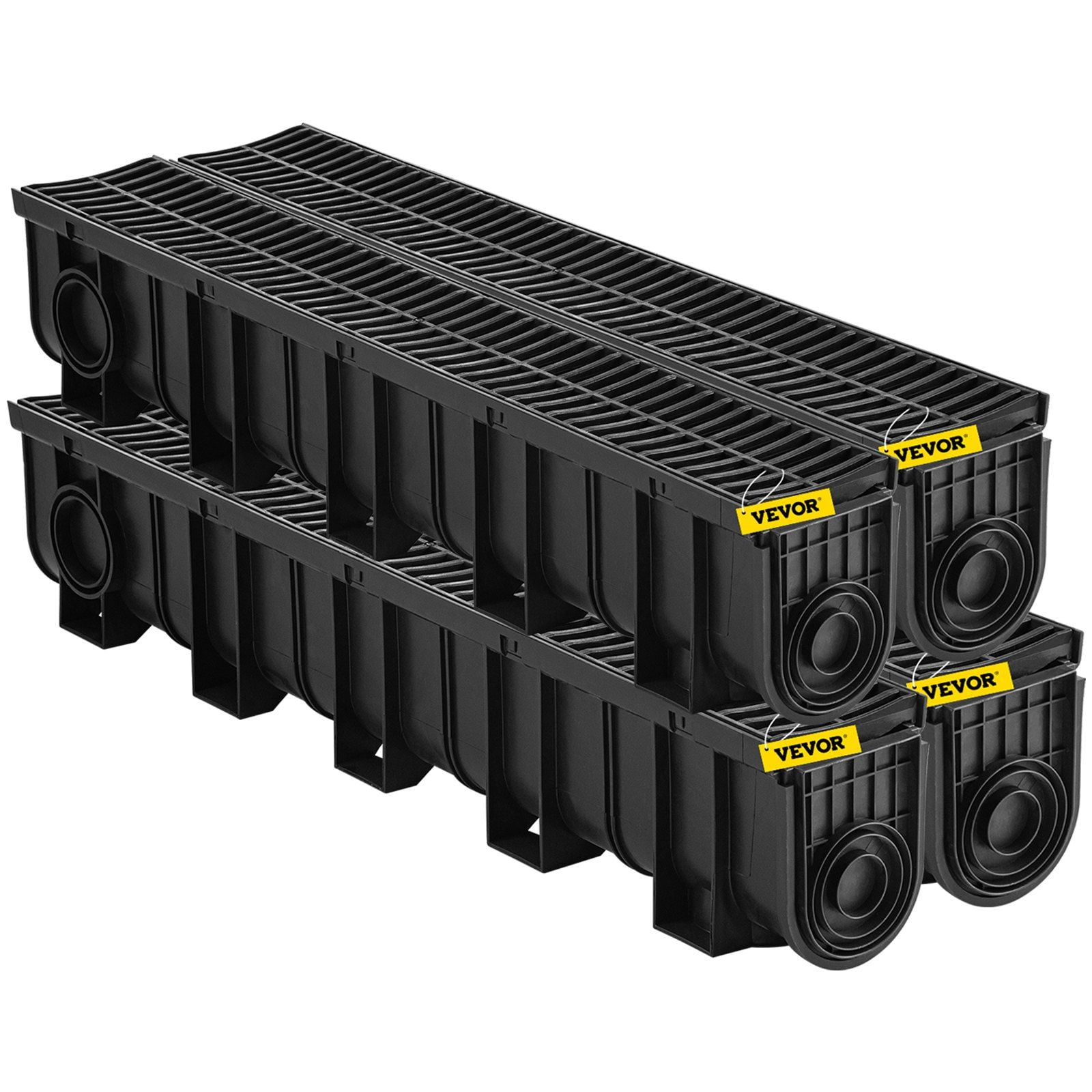 Heavy-Duty Plastic Trench Drain, 4x39 Inch Channel Drain Grate with End ...