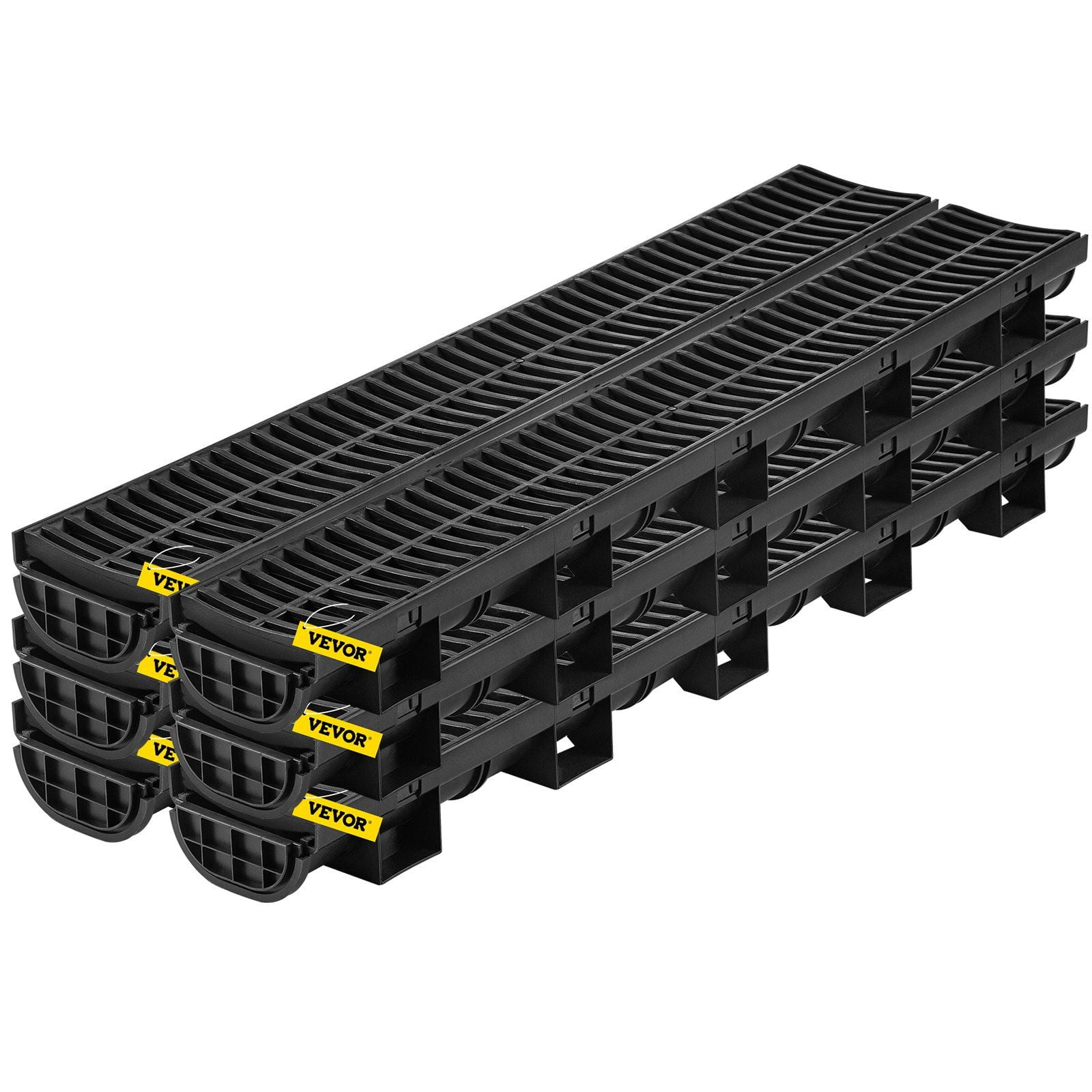 Heavy-Duty Plastic Trench Drain System, 6 Ft Long Channel Drain with ...