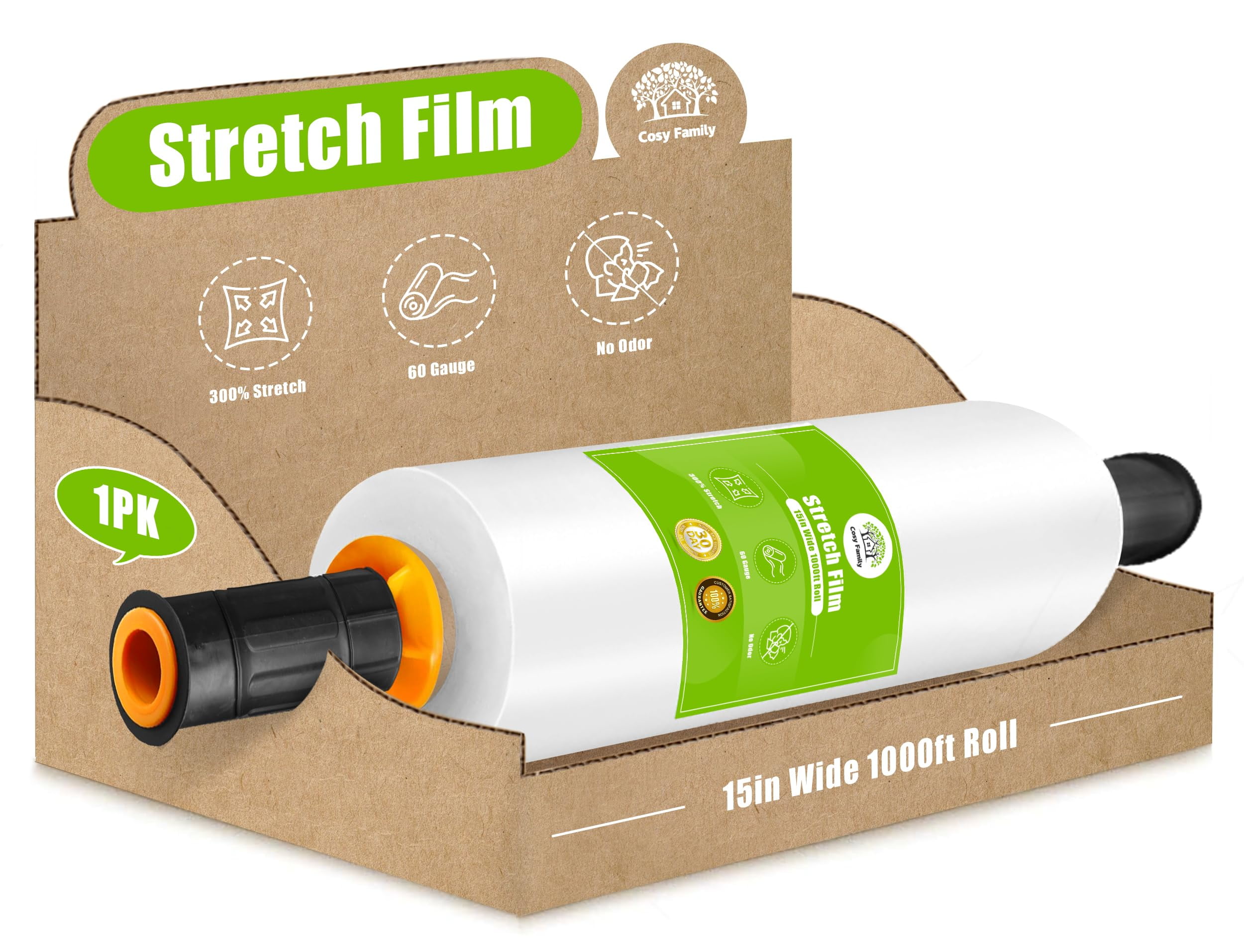 Heavy Duty Plastic Wrap Roll 1000ft 15 Inch Wide 60 Gauge Stretch Film ...