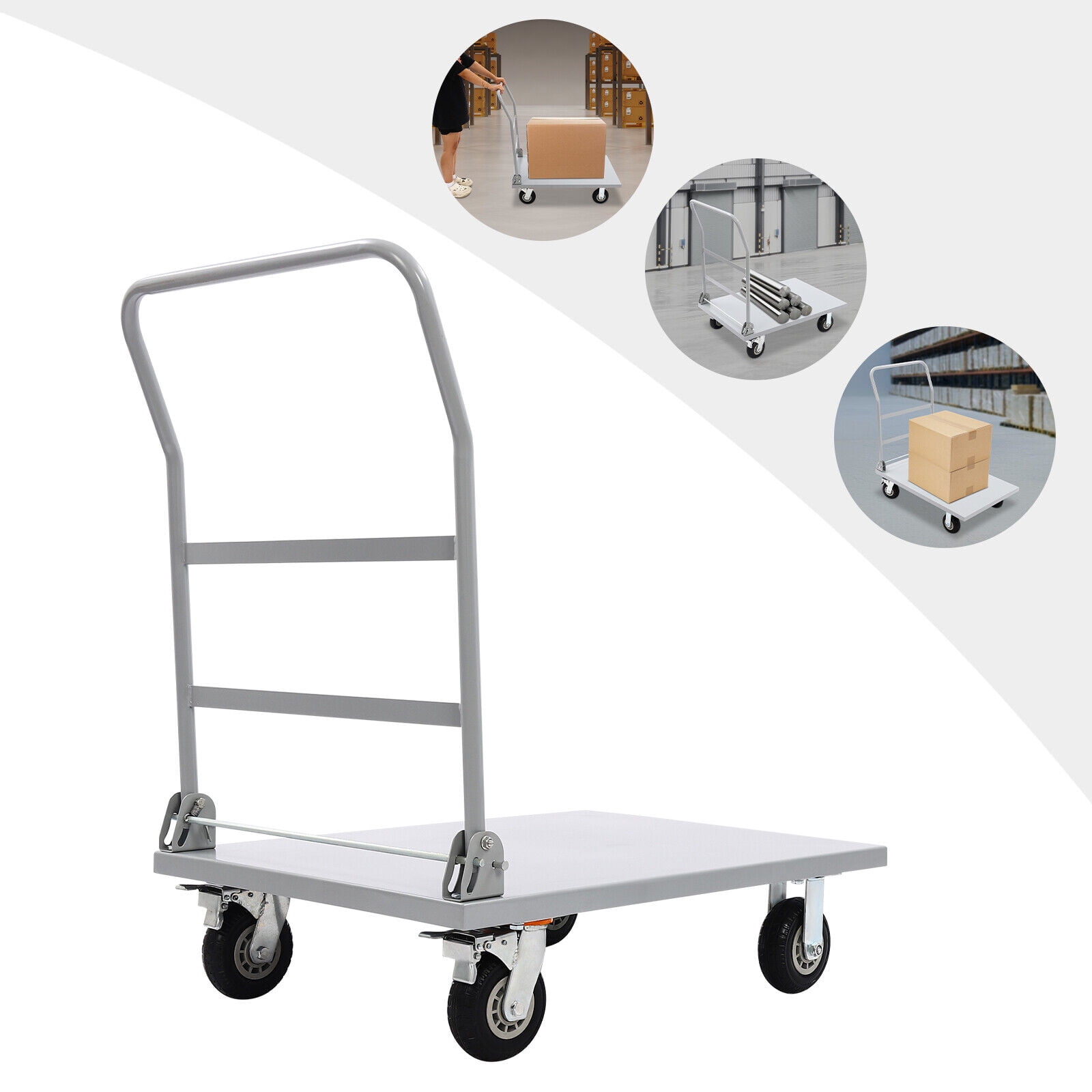 Heavy Duty Platform Truck 220lbs Industrial Rolling Flat Dolly Cart ...