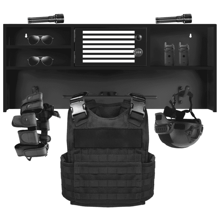 Heavy Duty Police Gear Rack Wall Mounted with Combination Lock & 3 ...