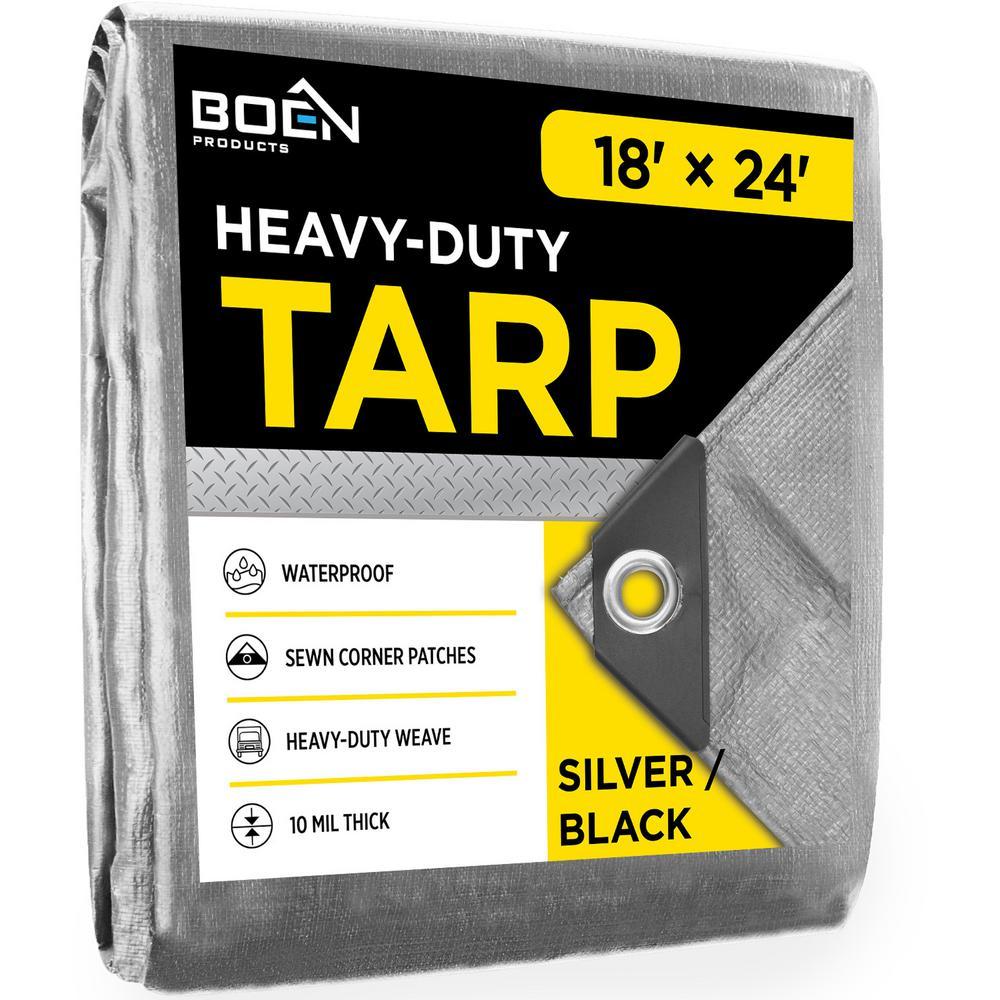 Heavy Duty Poly 18 Ft. X 24 Ft. Silver/Black Tarp Extra Thick - Walmart ...