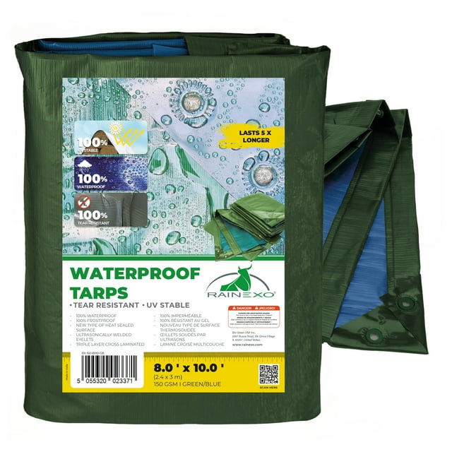 Heavy Duty Poly Tarp, Waterproof, Garden, Camping, Furniture Cover 150 ...