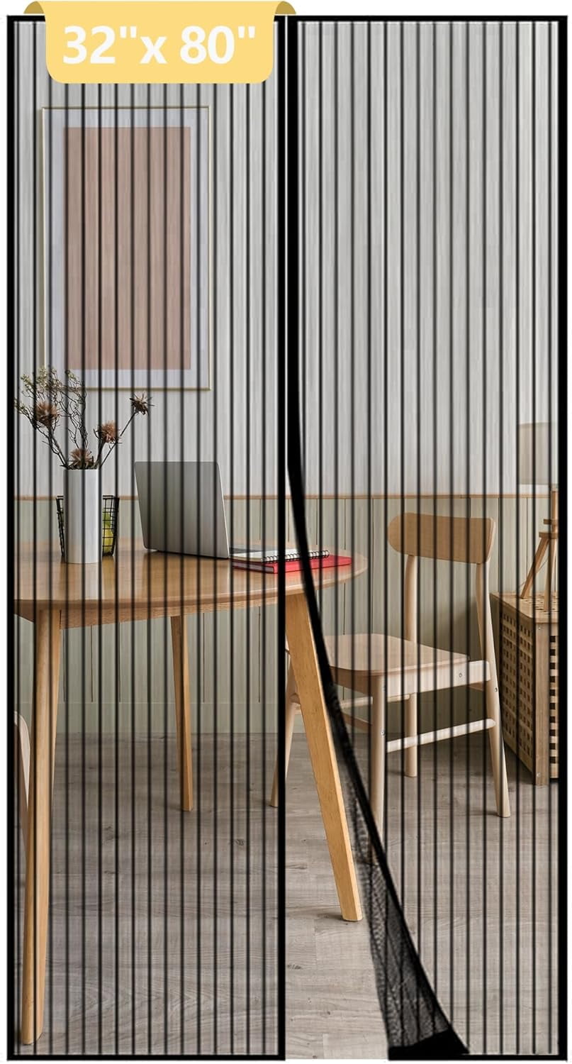 Heavy Duty Polyester Magnetic Mesh Screen Door Curtain, Hands Free ...