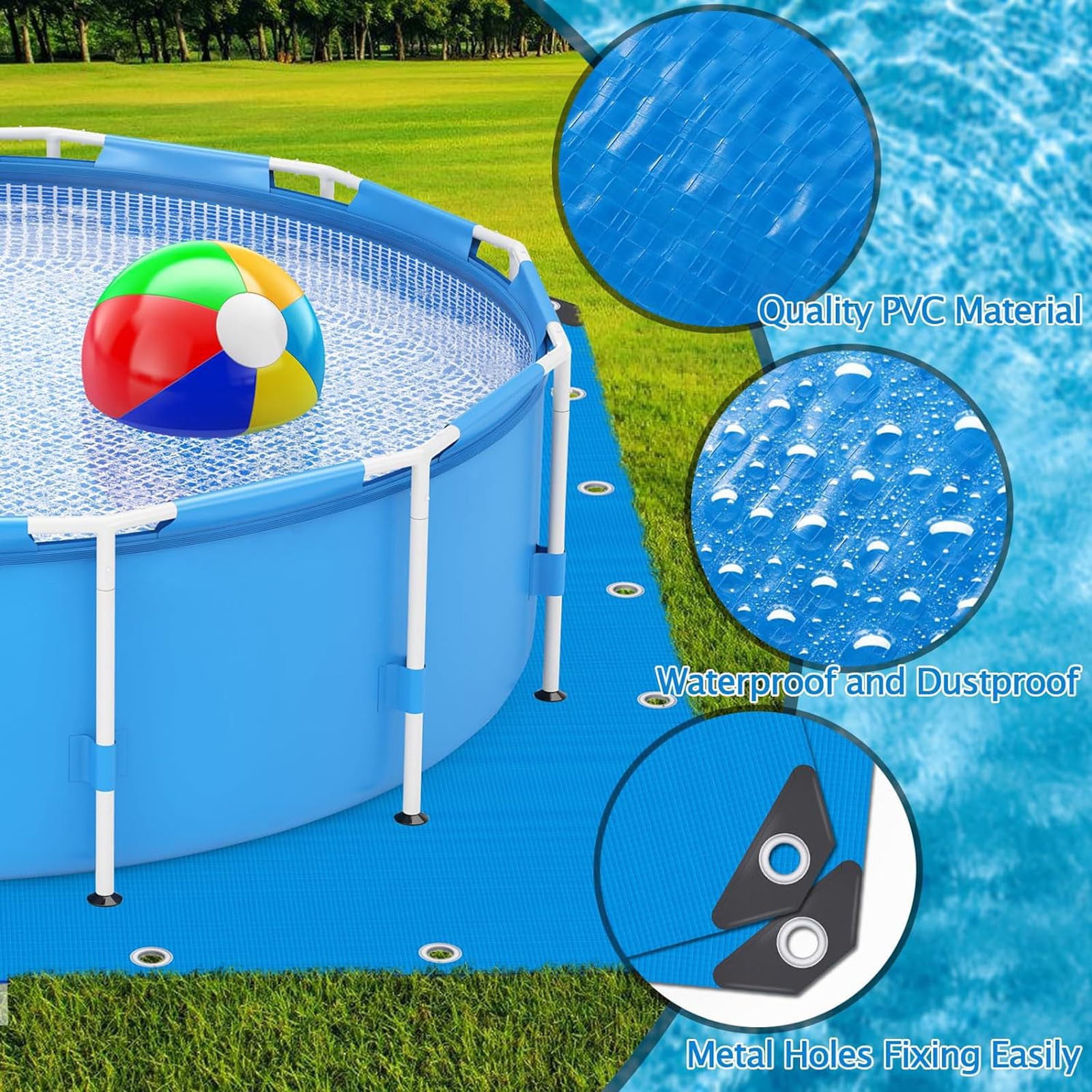 Heavy-Duty Pool Ground Cloths - 12ft x 12ft Waterproof PE Pool Mat ...