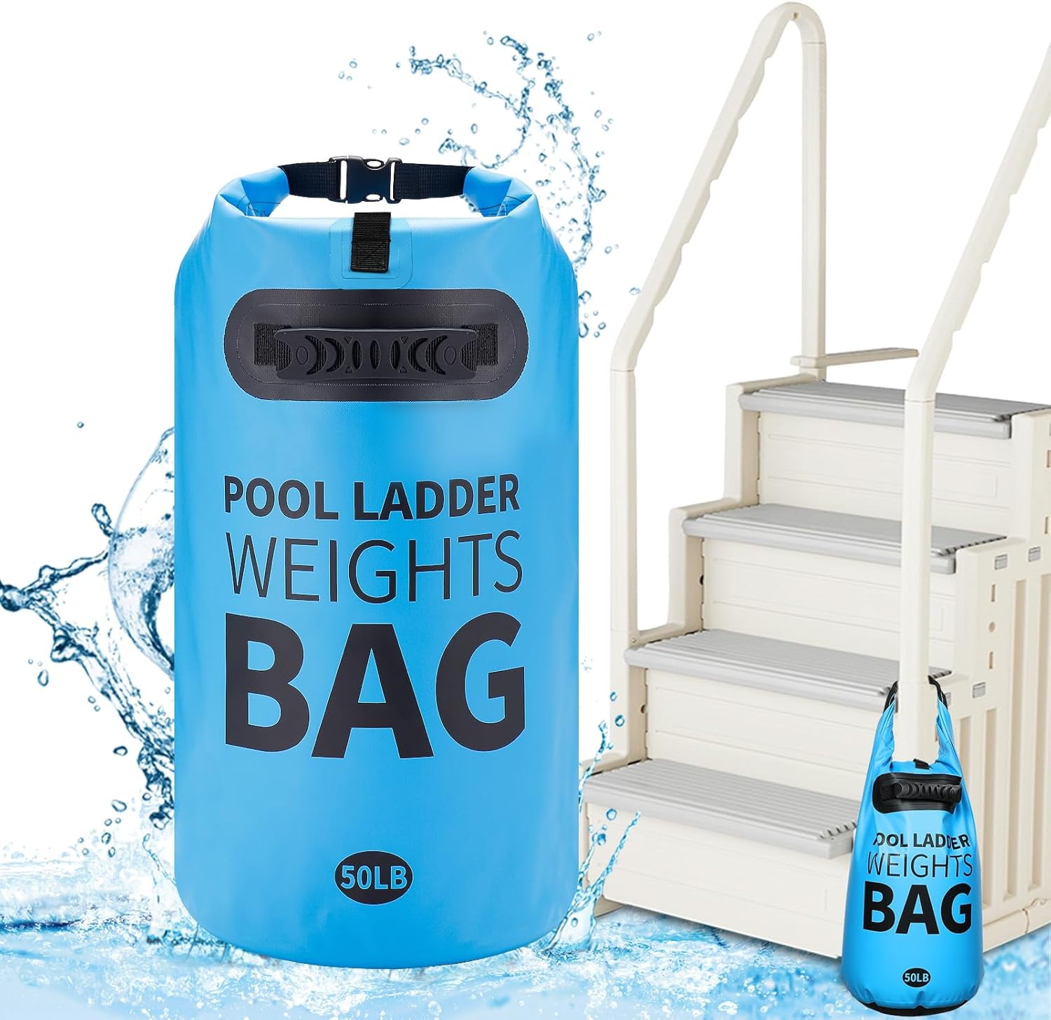 Heavy Duty Pool Ladder Weights - 50lbs Sand Fillable Universal Sand ...