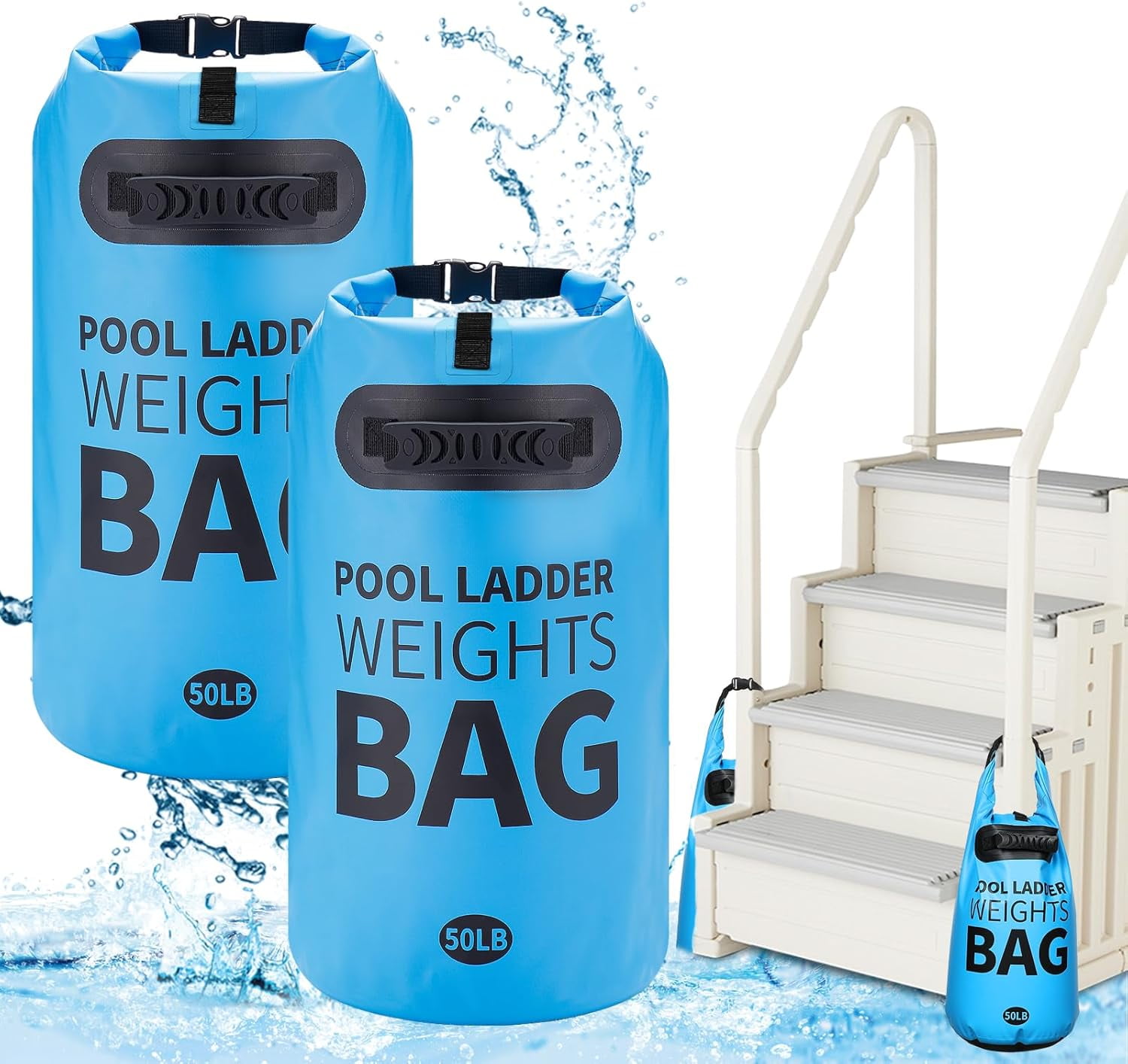 Heavy Duty Pool Ladder Weights - 50lbs Sand Fillable Universal Sand ...