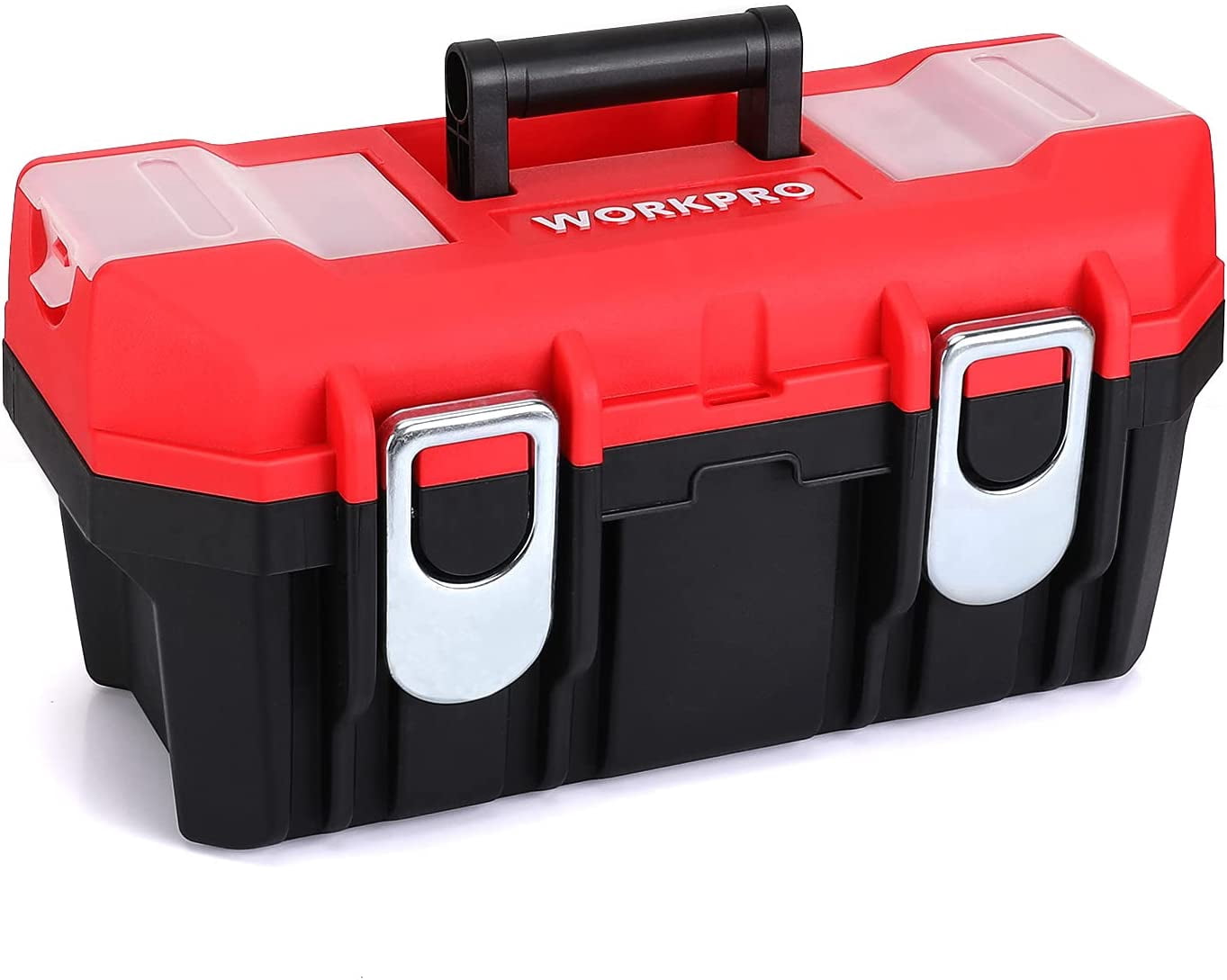 Heavy Duty Portable Tool Box 16 Inch Black and Red with Removable Tray ...