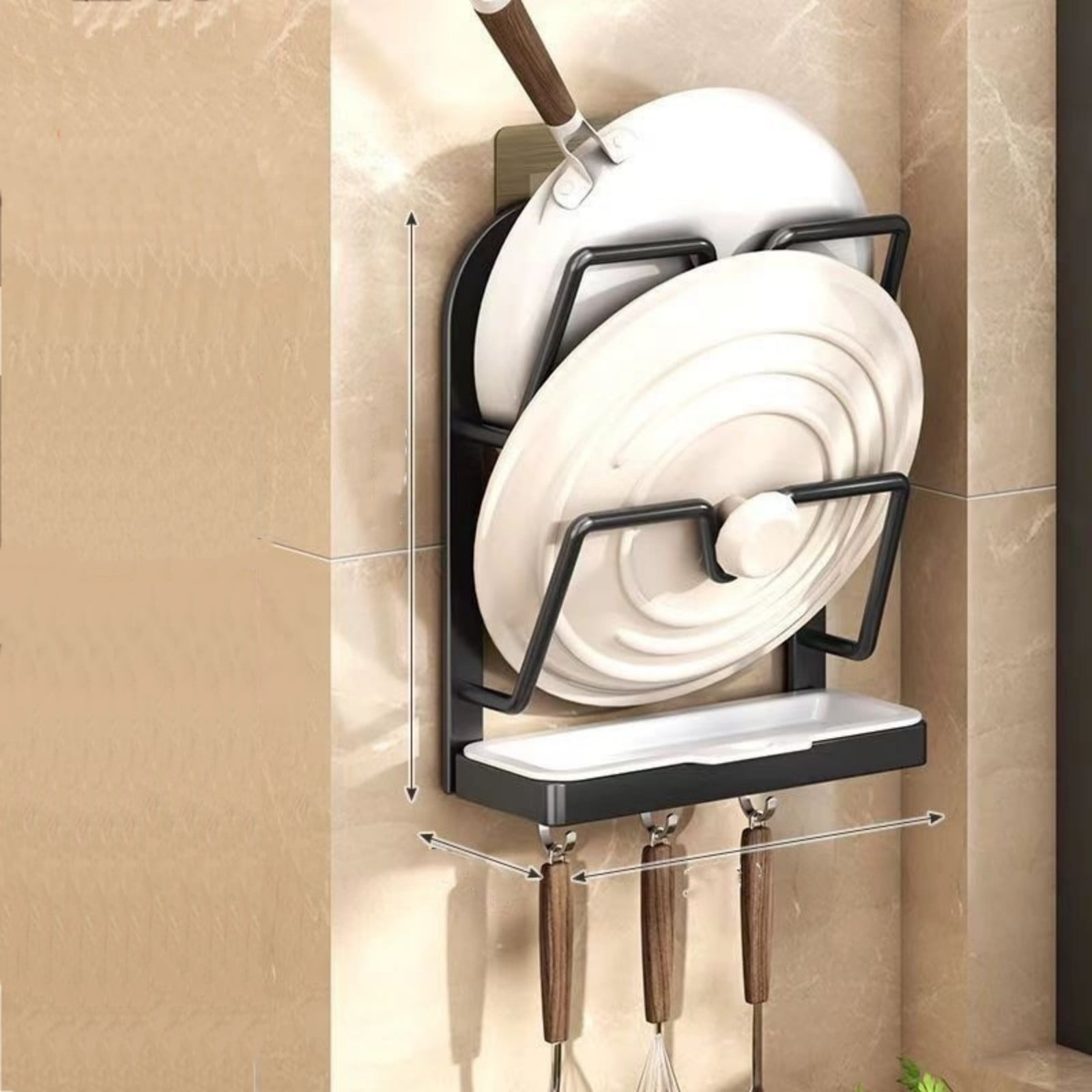 Heavy Duty Pot Lid Holder, Wall Mounted Self Adhesive Cutting Board ...