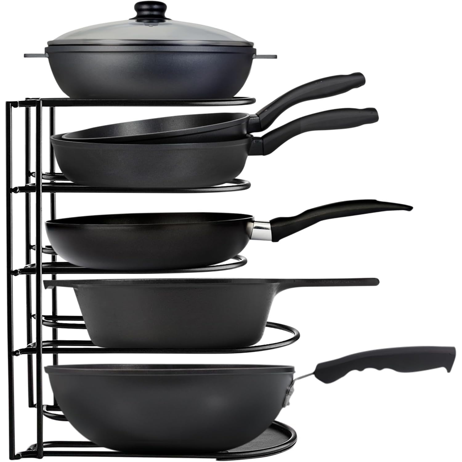 Heavy-Duty Pots and Pans Organizer | 5-Tier Cookware & Lid Storage Rack ...