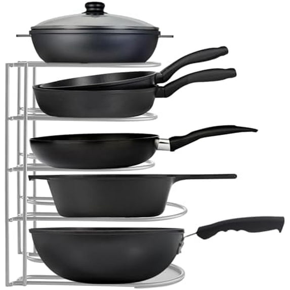 Heavy-Duty Pots and Pans Organizer | 5-Tier Cookware & Lid Storage Rack ...