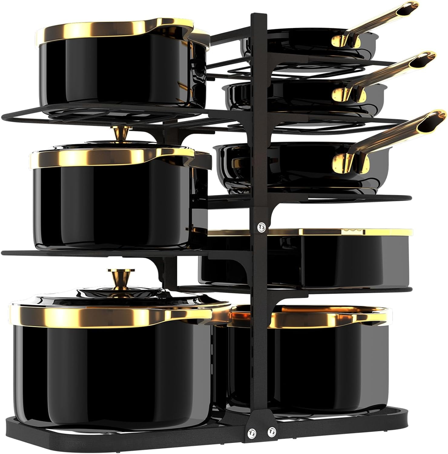 Heavy Duty Pots and Pans Organizer Under Cabinet: 8-Tier Adjustable Pot ...