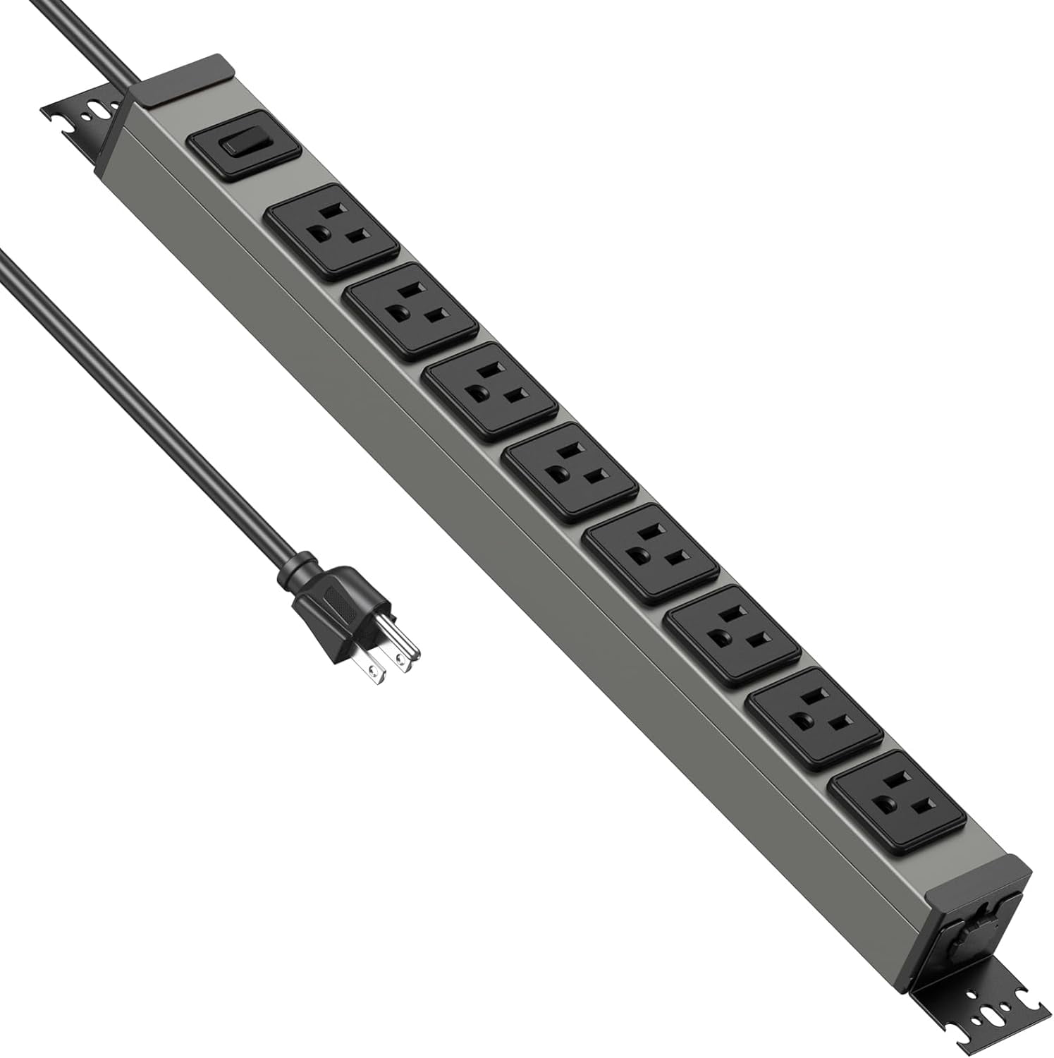 Heavy Duty Power Strip Wall Mount, 15 Amp Surge Protector 1200J Metal 8 ...