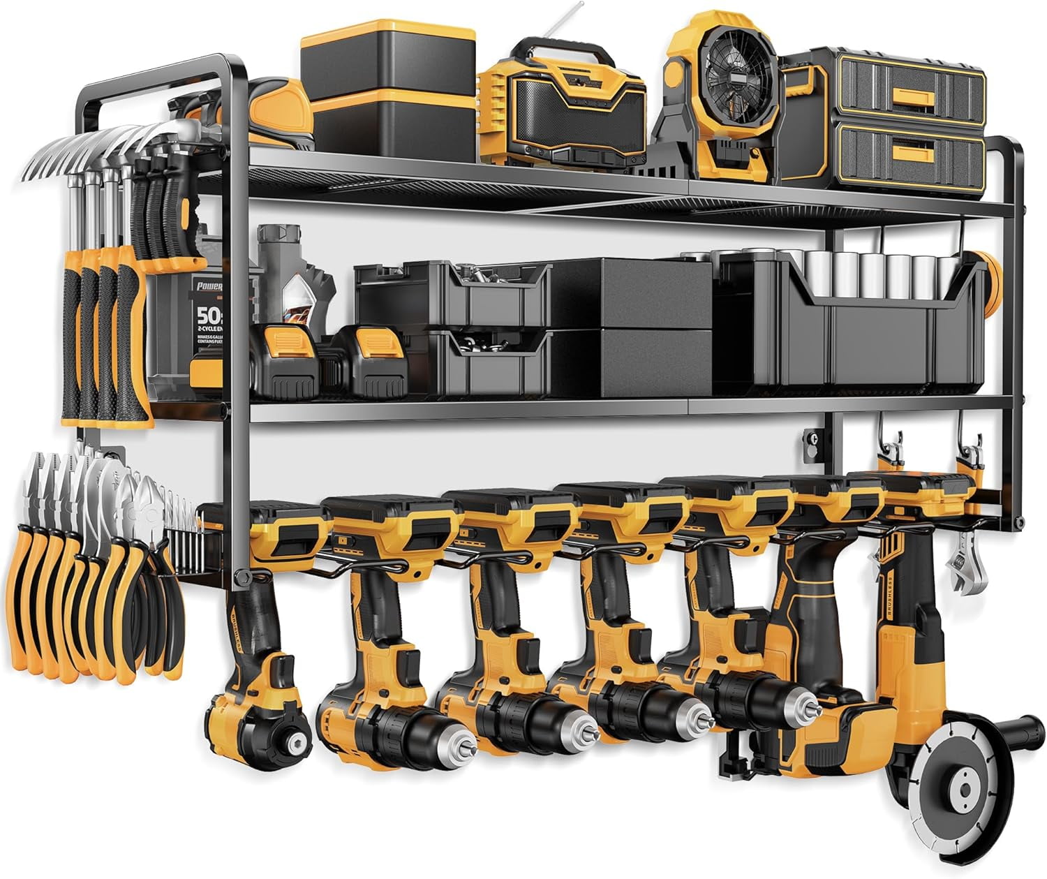 Heavy Duty Power Tool Organizer for Tool Storage, 7 Drill Holder Wall ...