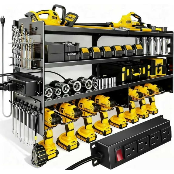 Heavy Duty Power Tool Organizer Wall Mount with Charging Station, 4 ...