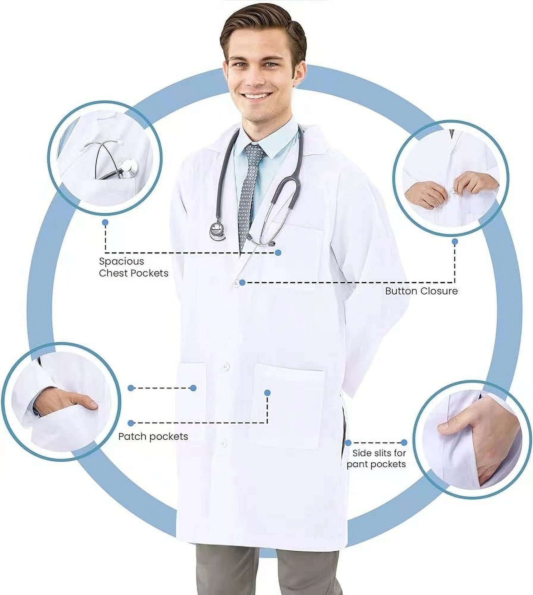 Heavy Duty Professional Scrubs, White Lab Coat, Long Sleeve Medical ...