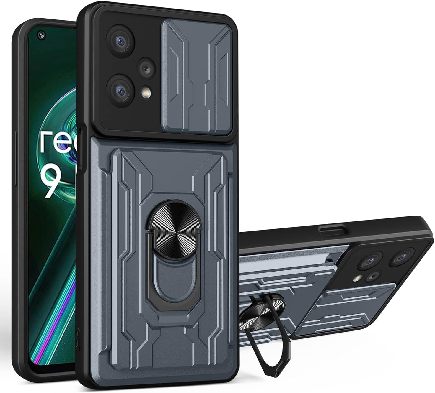Heavy Duty Protection Case for Oppo Realme 9 Pro, Magnetic Ring ...