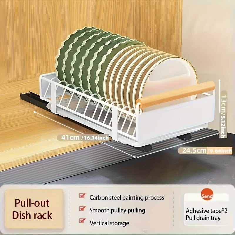 Heavy Duty Pull-Out Cabinet Organizer - Metal Sliding Drawer with Drainboard & Shelves for ...