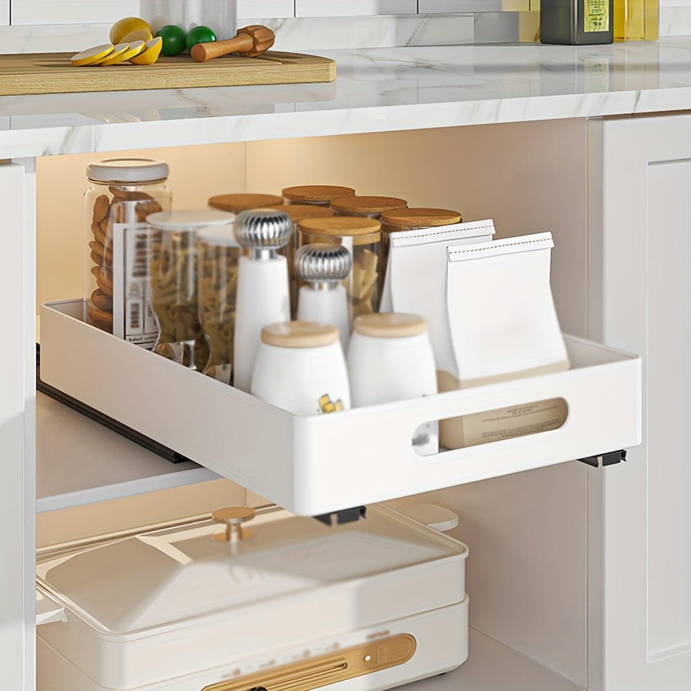 Heavy Duty Pull-Out Cabinet Organizer - Slide Out Pantry Shelf & Dish ...
