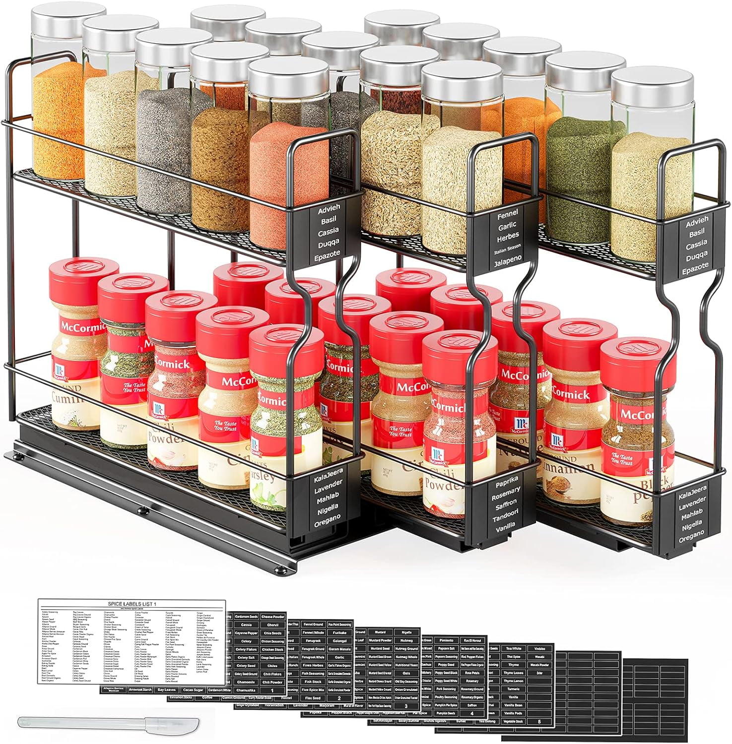 Heavy Duty Pull Out Spice Rack Organizer for Cabinet, Slide Out ...