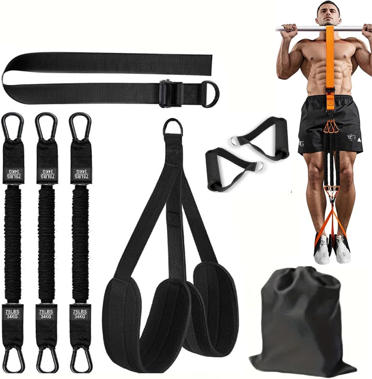 Heavy-Duty Pull Up Workout Band, Adjustable Weight/Size Pull Up ...