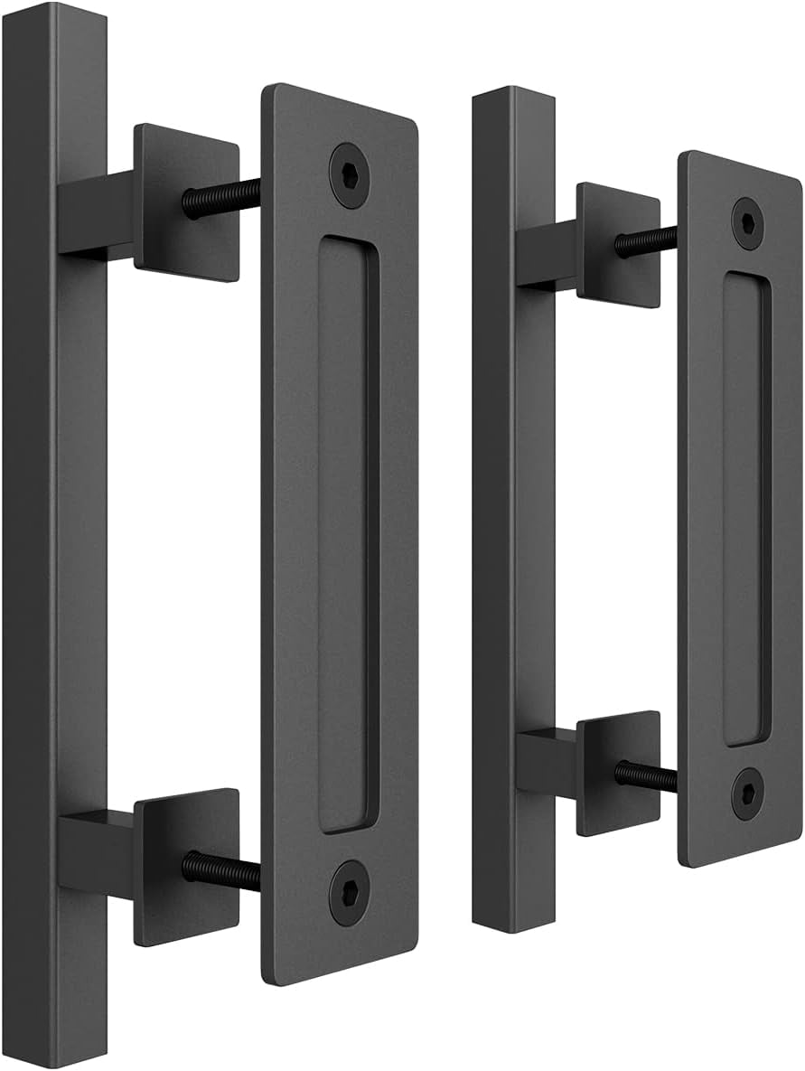 Heavy Duty Pull and Flush Barn Door Handle Set, Large Rustic Two-Side ...