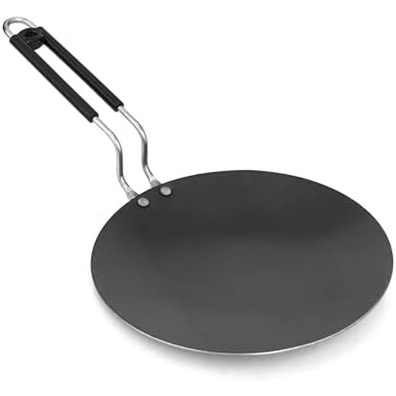 Heavy-Duty Pure Iron Flat Roti Tawa - 10-Inch | Pre-Seasoned Non-Stick ...