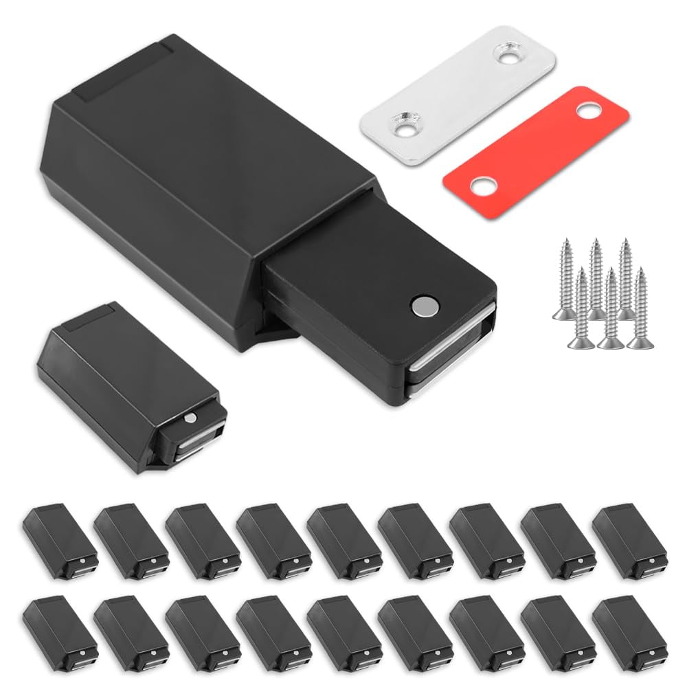 Heavy Duty Push to Open Door Latch, 10 Pack Black Magnetic Push Latches ...