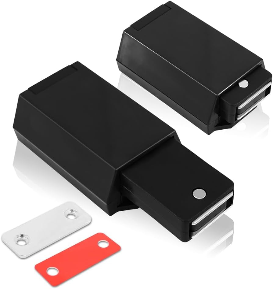 Heavy Duty Push to Open Door Latch, 2 Pack Black Magnetic Push Latches, Hidden Push Touch Latch ...