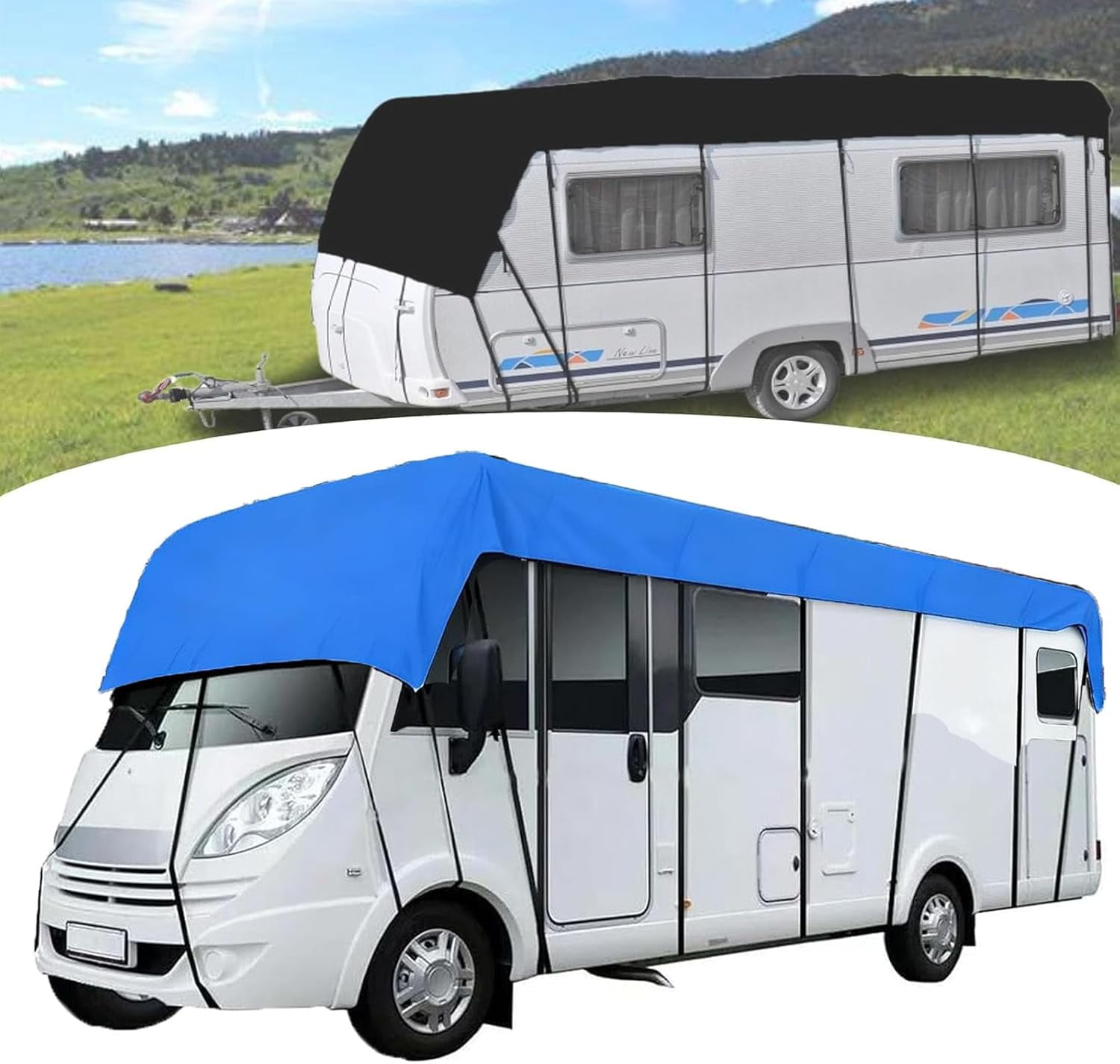 Heavy Duty RV Roof Cover, Waterproof UV Resistant, Fits 34-36 ft RVs ...